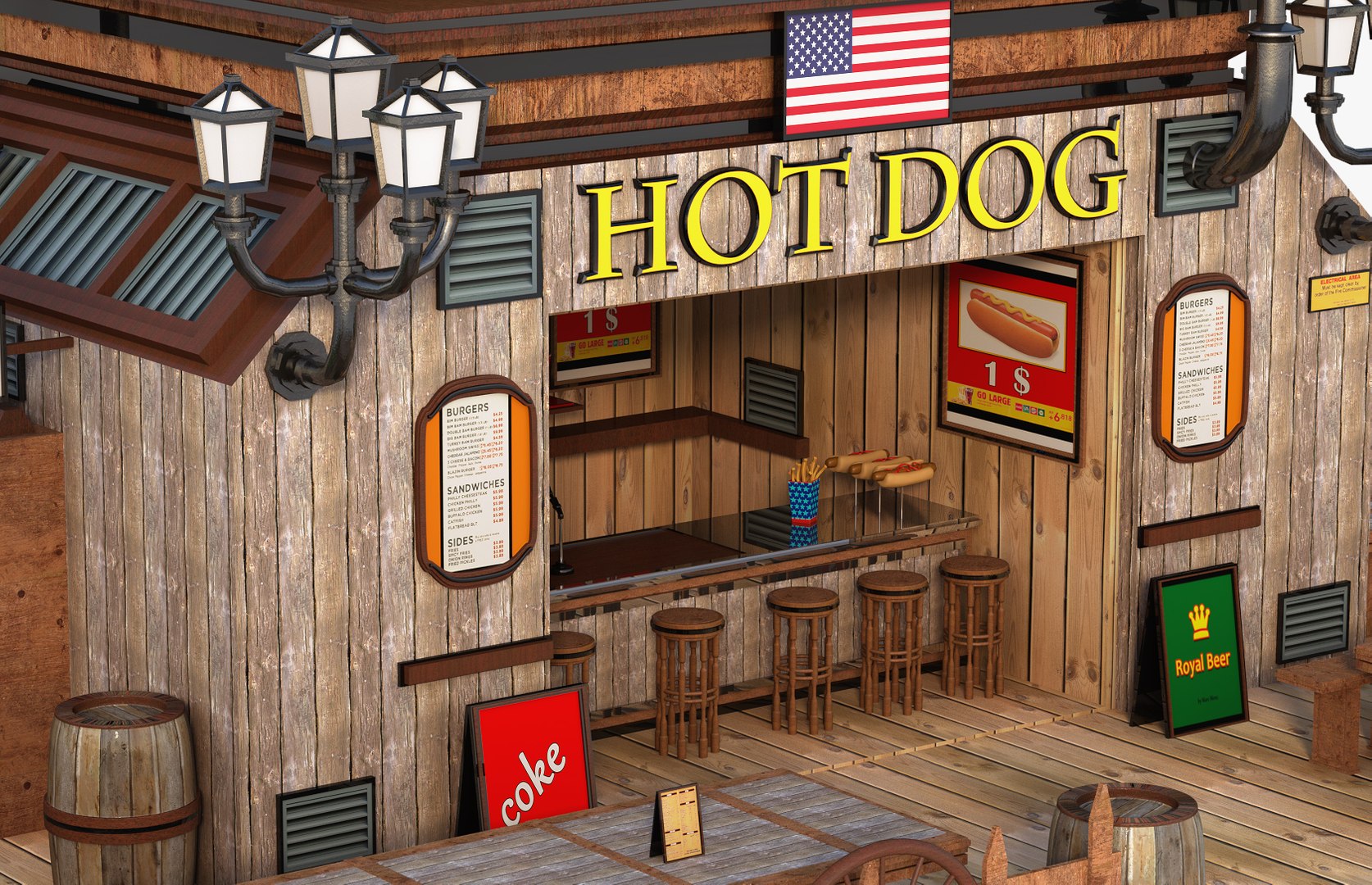 Cartoon Restaurant Toon 3D Model - TurboSquid 1307077