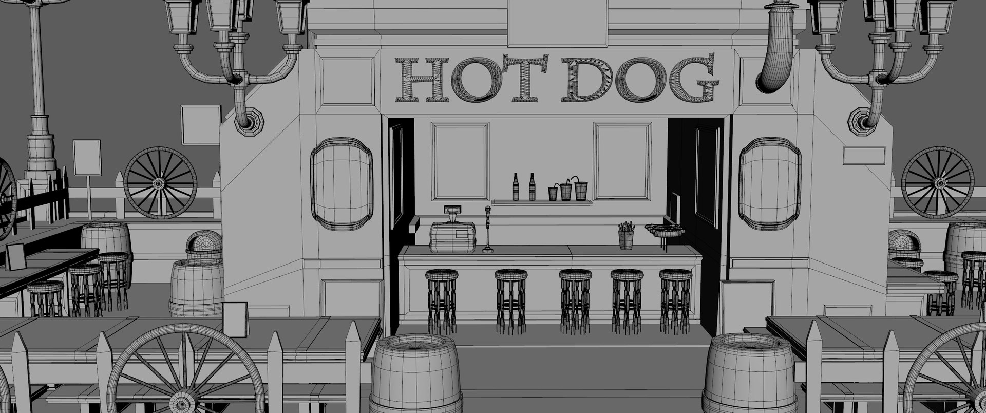 Cartoon Restaurant Toon 3D Model - TurboSquid 1307077