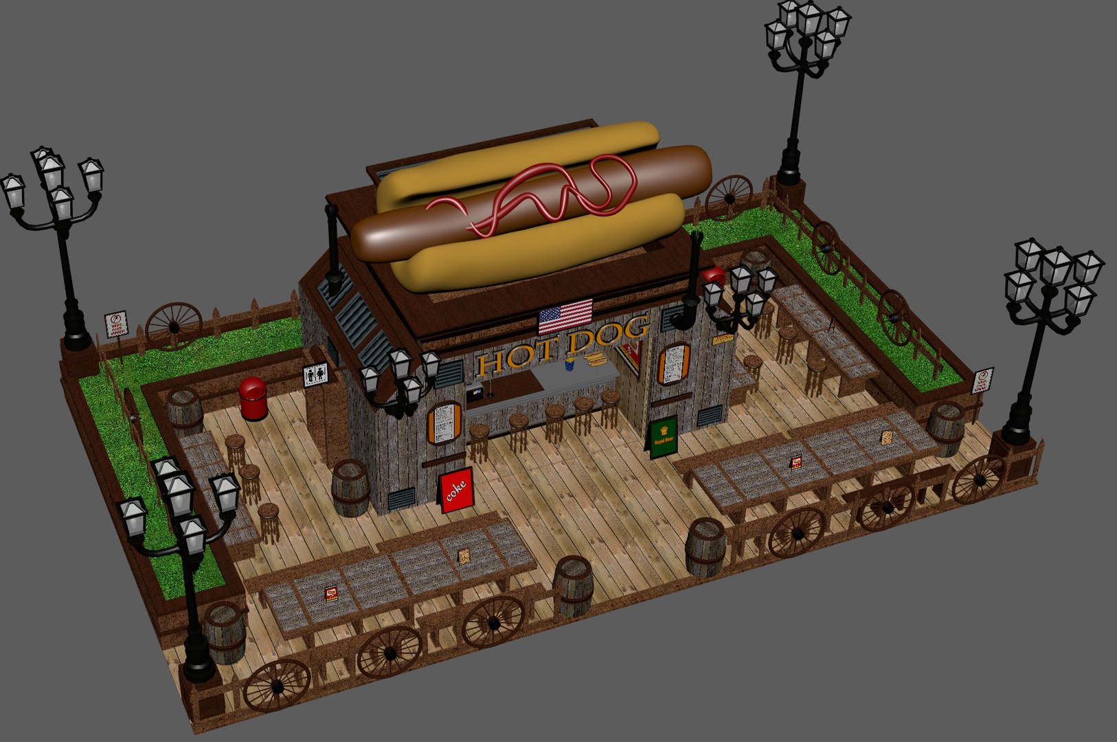 Cartoon Restaurant Toon 3D Model - TurboSquid 1307077