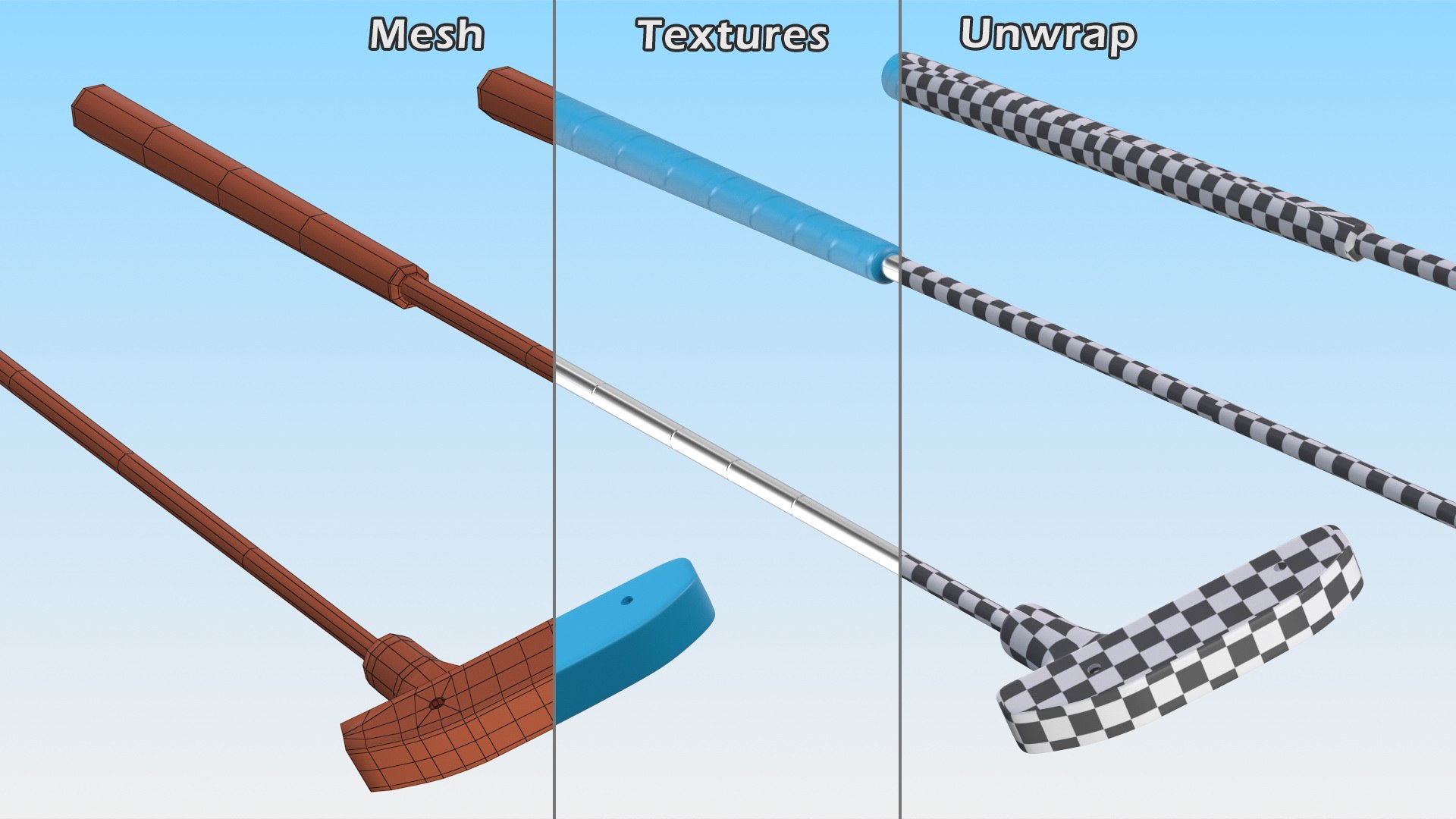 3D Model Mini Golf Putter Blue - TurboSquid 1716274