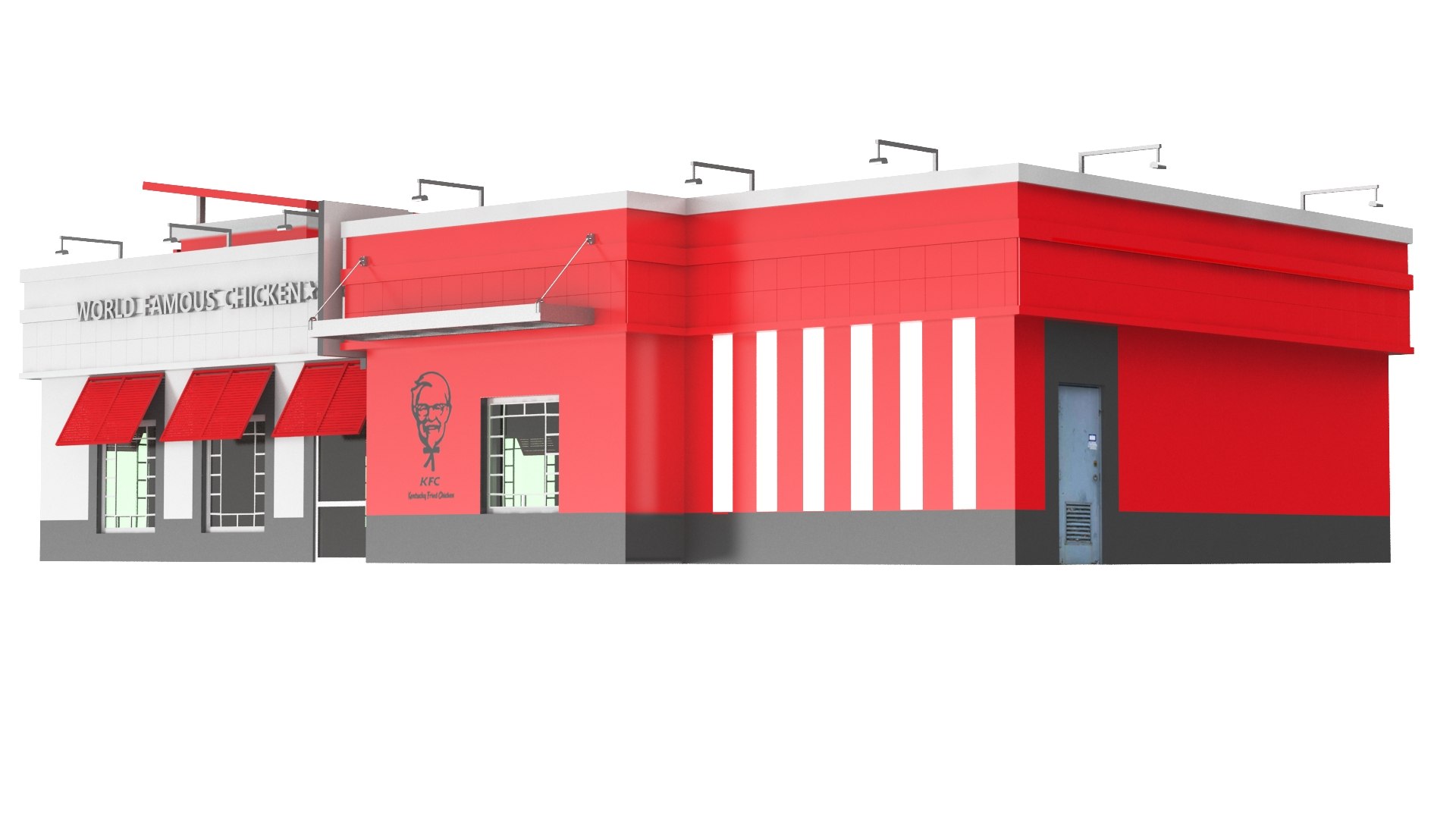Two Detailed Fast Food Restaurants Buildings 3D Model - TurboSquid 2013510