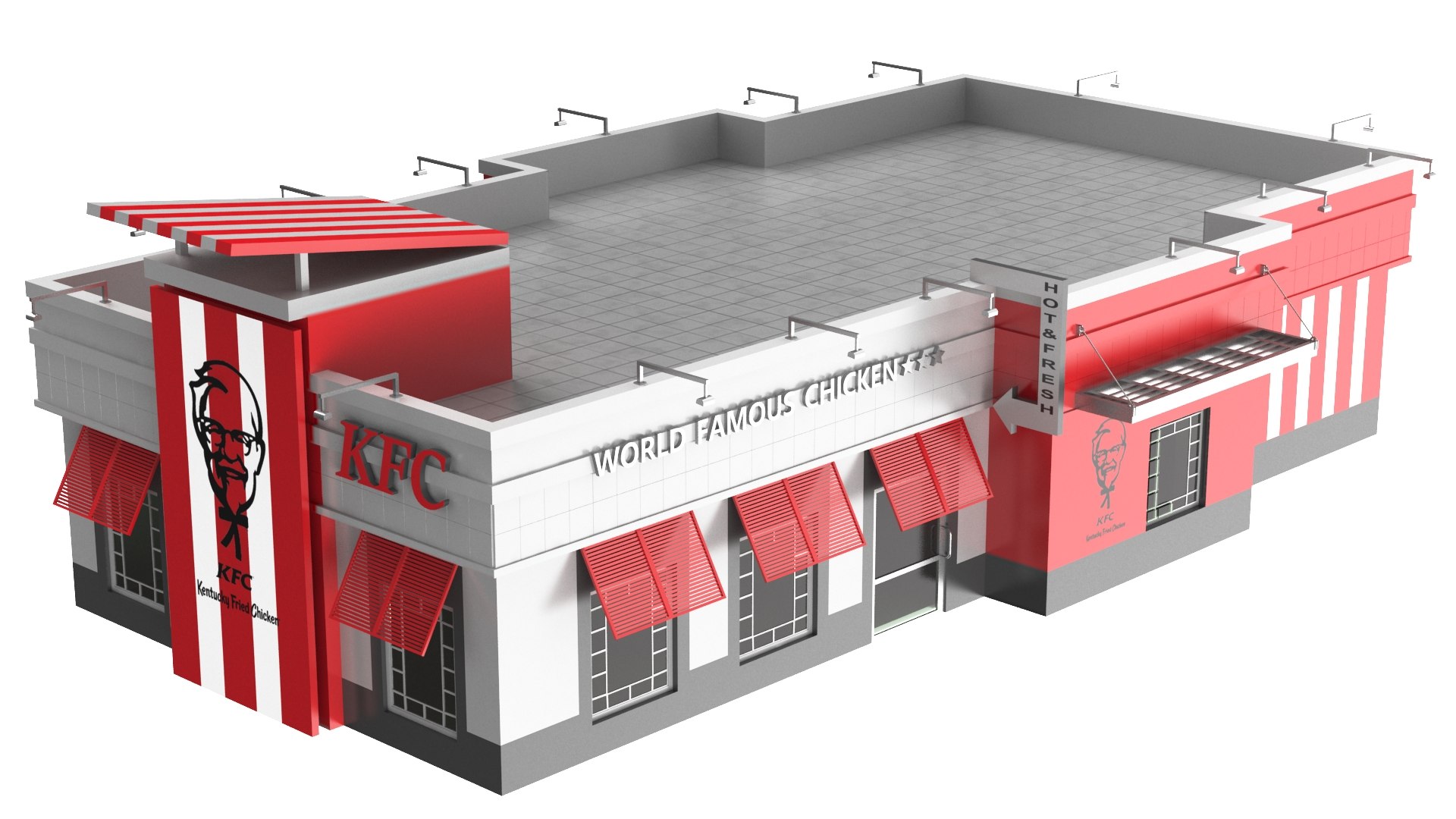 Two Detailed Fast Food Restaurants Buildings 3D Model - TurboSquid 2013510
