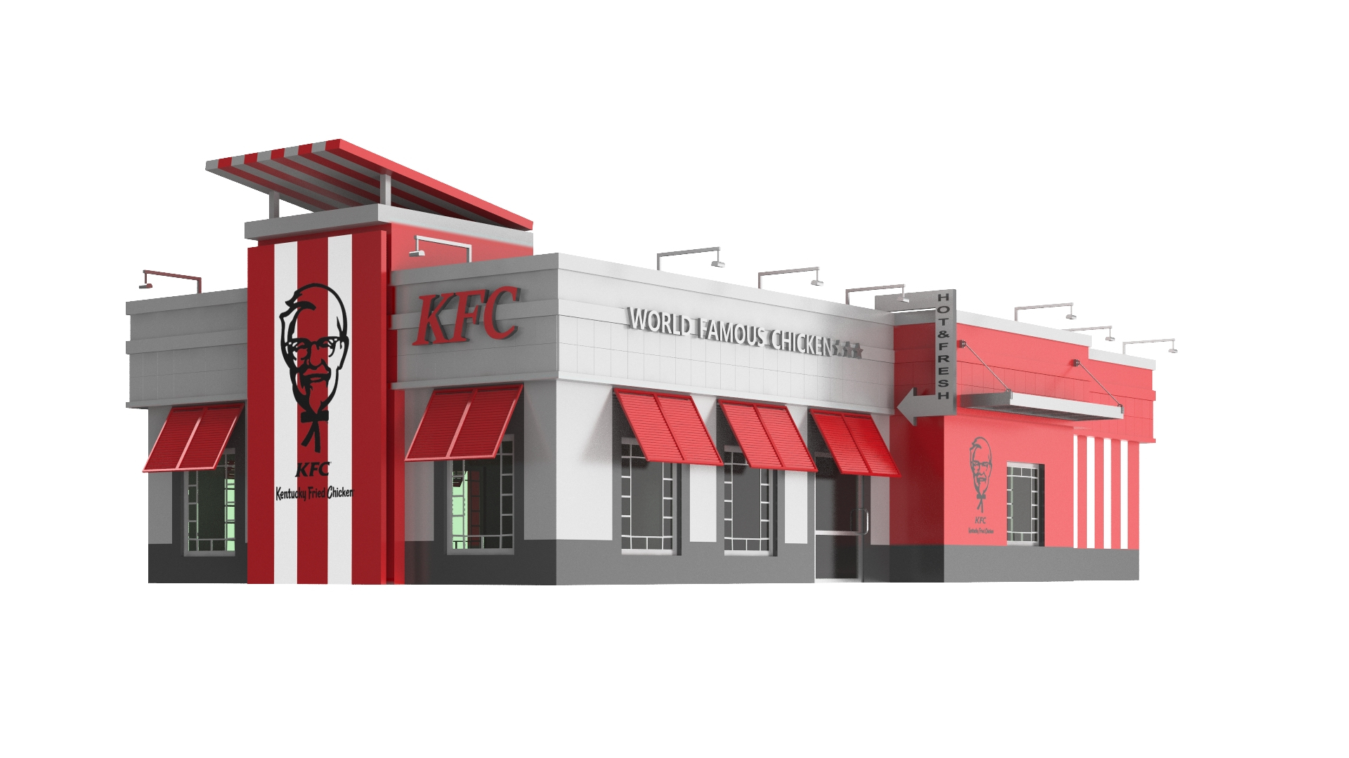 Two Detailed Fast Food Restaurants Buildings 3D Model - TurboSquid 2013510