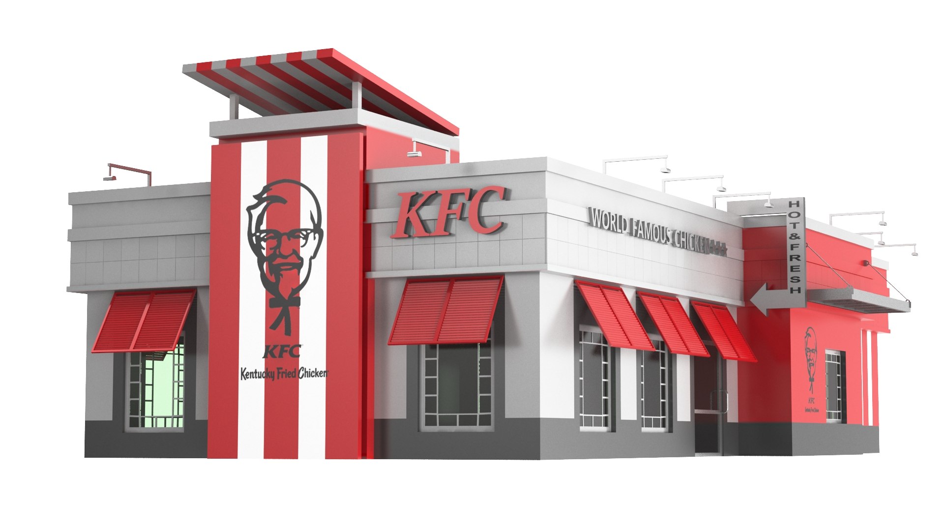 Two Detailed Fast Food Restaurants Buildings 3D Model - TurboSquid 2013510