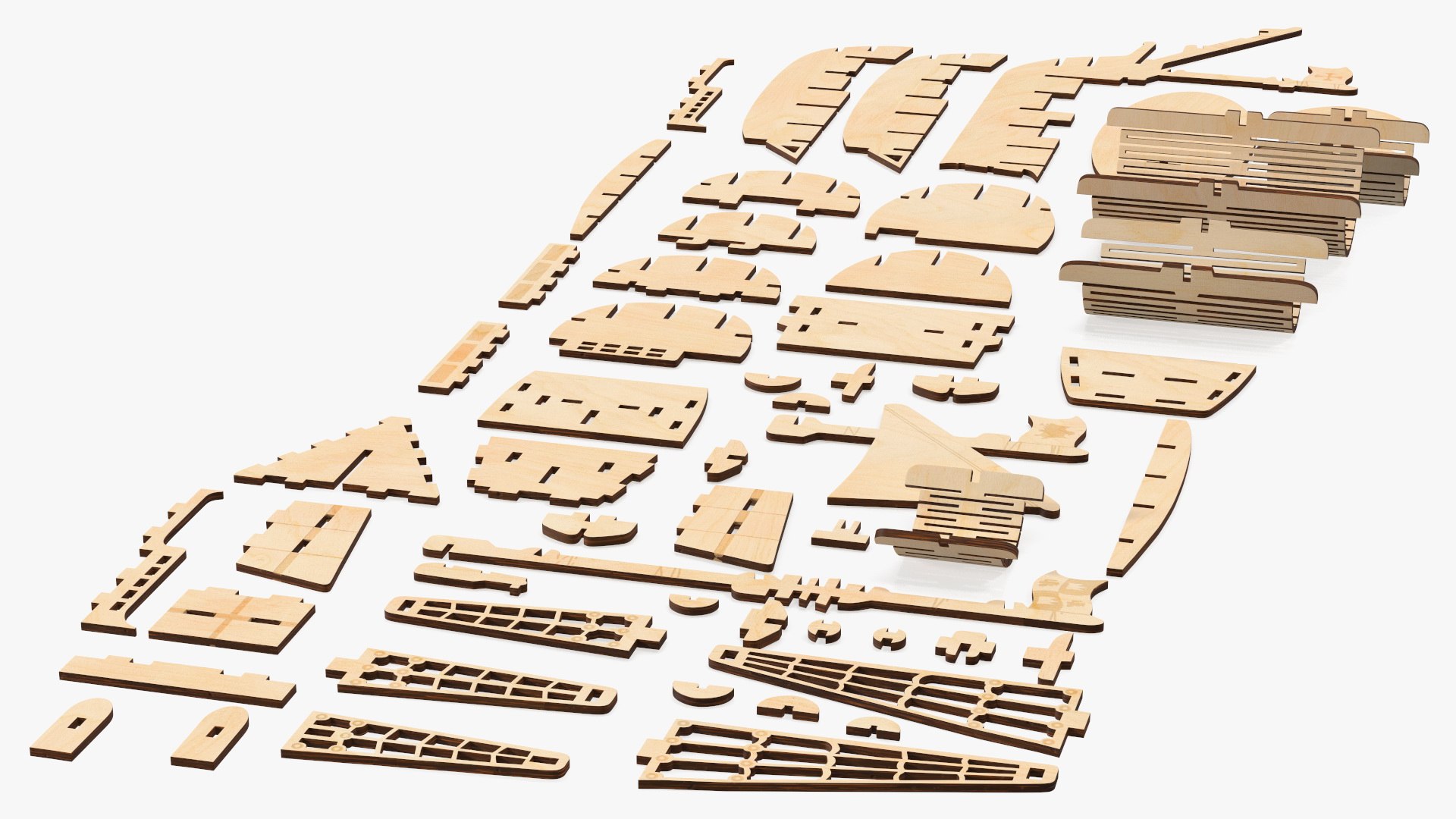 3D Ship Wooden 3D Puzzle Disassembled model - TurboSquid 2062681