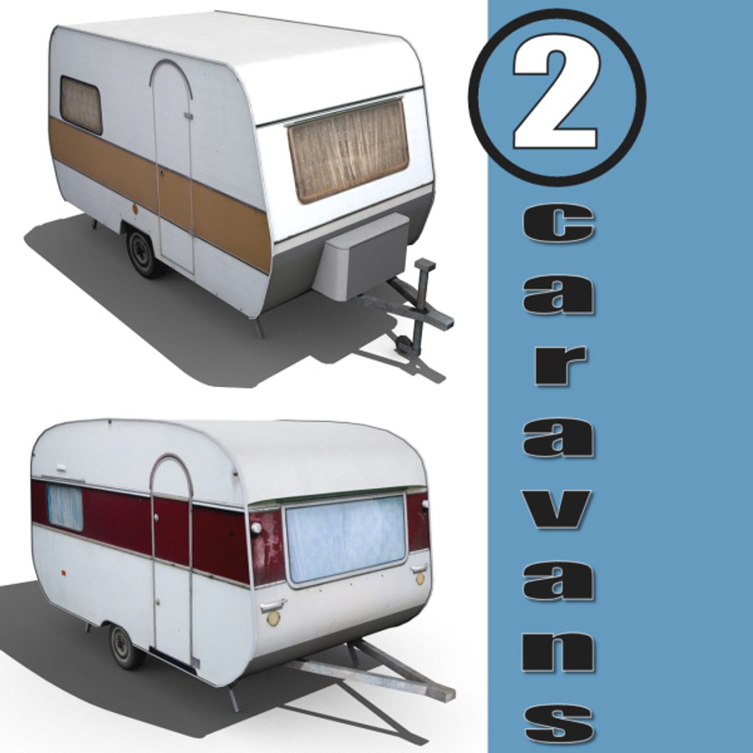 2 Old Caravans 3d Model