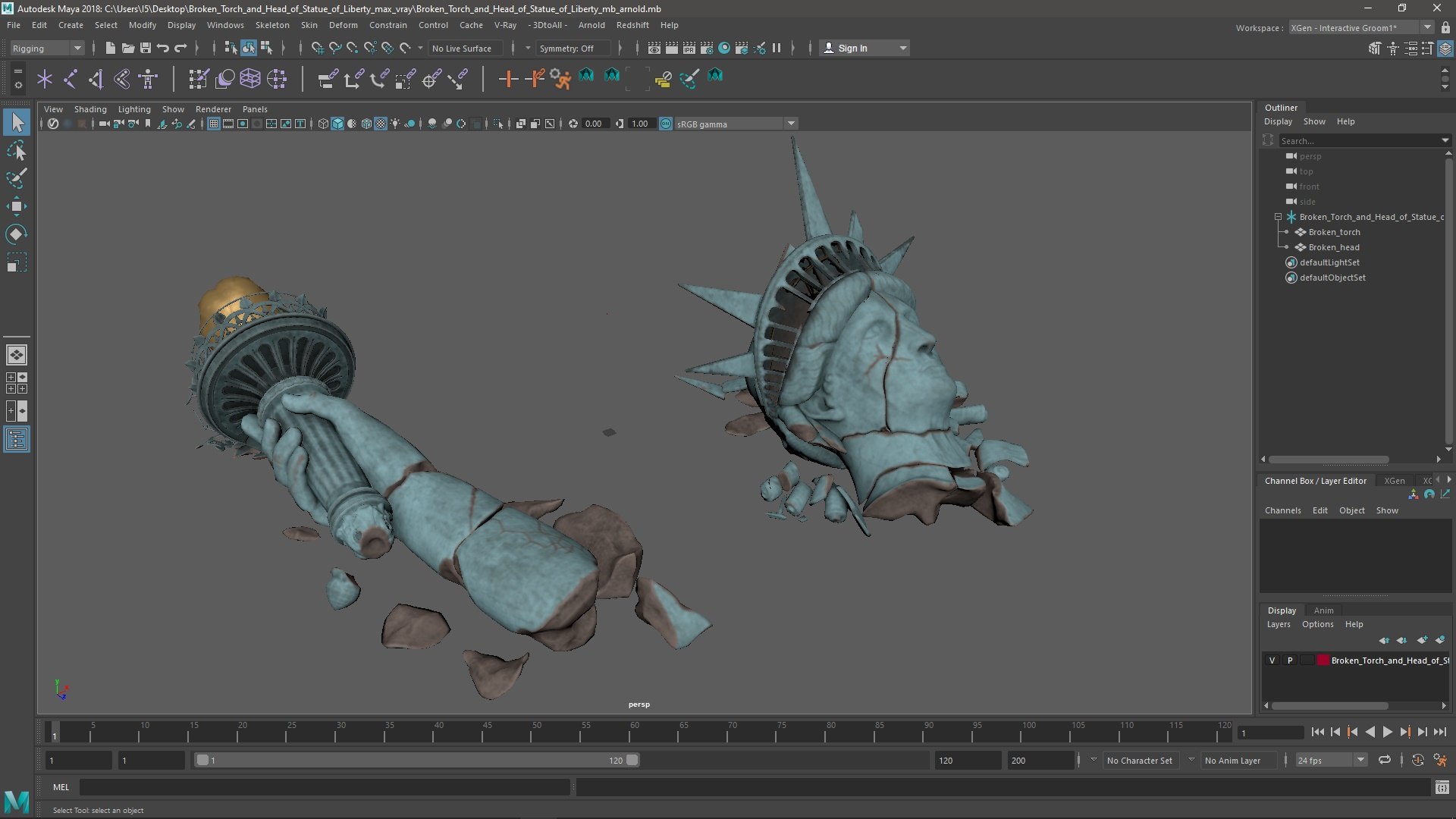 3D Broken Torch And Head Of Statue Of Liberty Model - TurboSquid 2291195