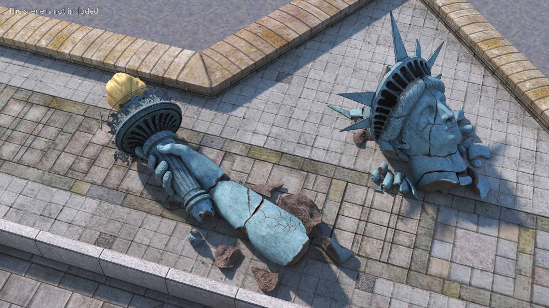 3D Broken Torch And Head Of Statue Of Liberty Model - TurboSquid 2291195