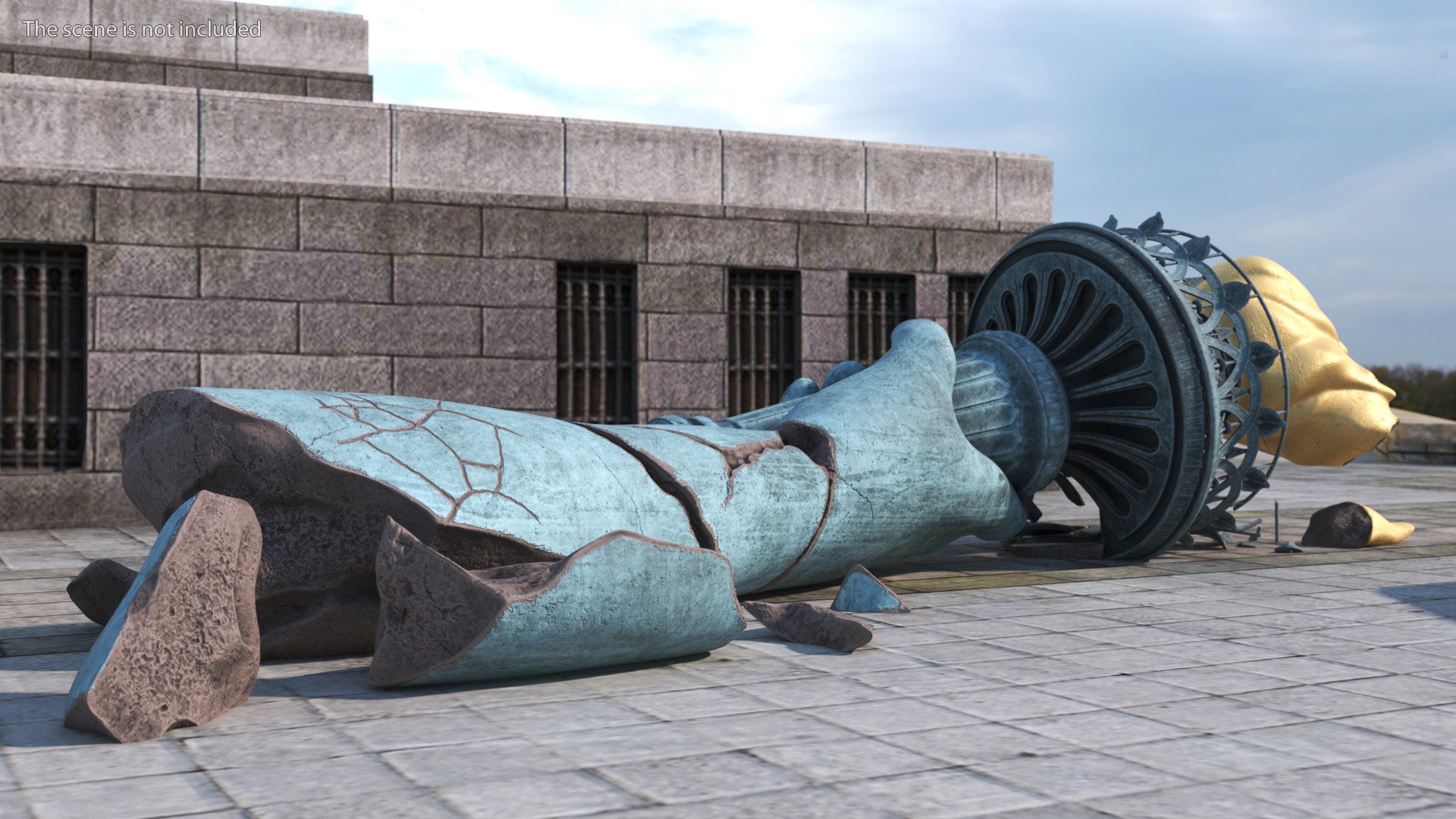 3D Broken Torch And Head Of Statue Of Liberty Model - TurboSquid 2291195