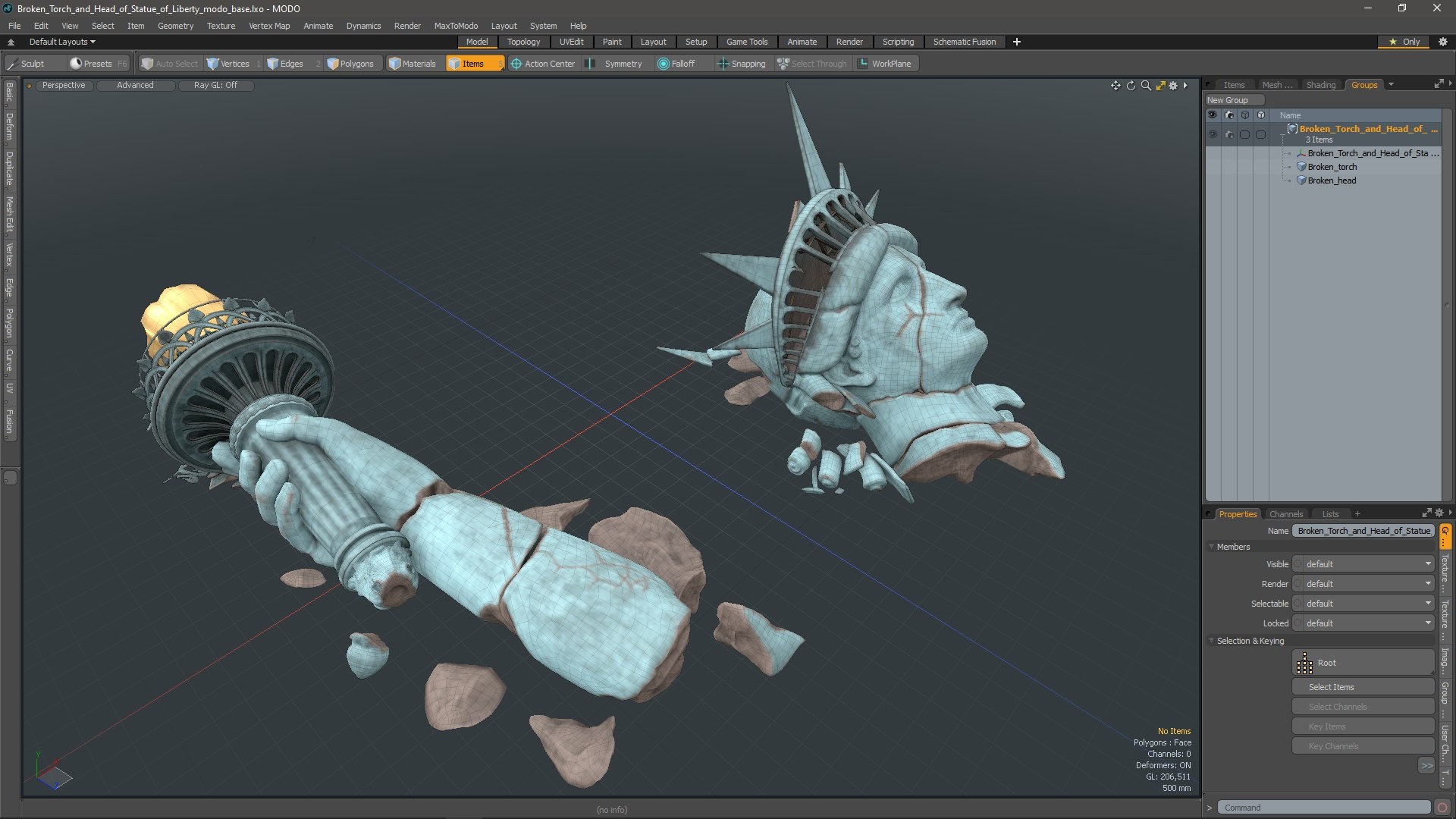 3D Broken Torch And Head Of Statue Of Liberty Model - TurboSquid 2291195