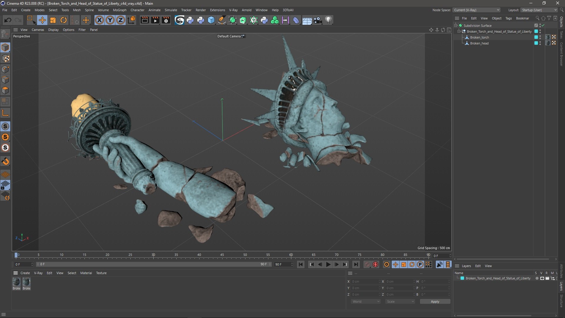 3D Broken Torch And Head Of Statue Of Liberty Model - TurboSquid 2291195
