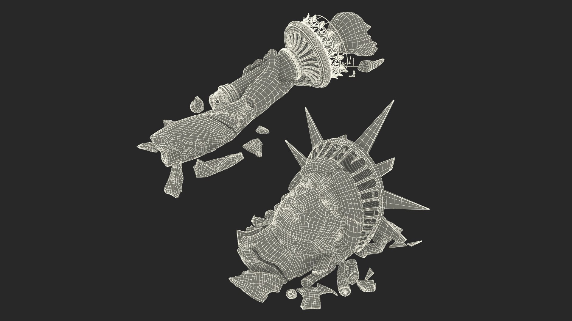 3D Broken Torch And Head Of Statue Of Liberty Model - TurboSquid 2291195