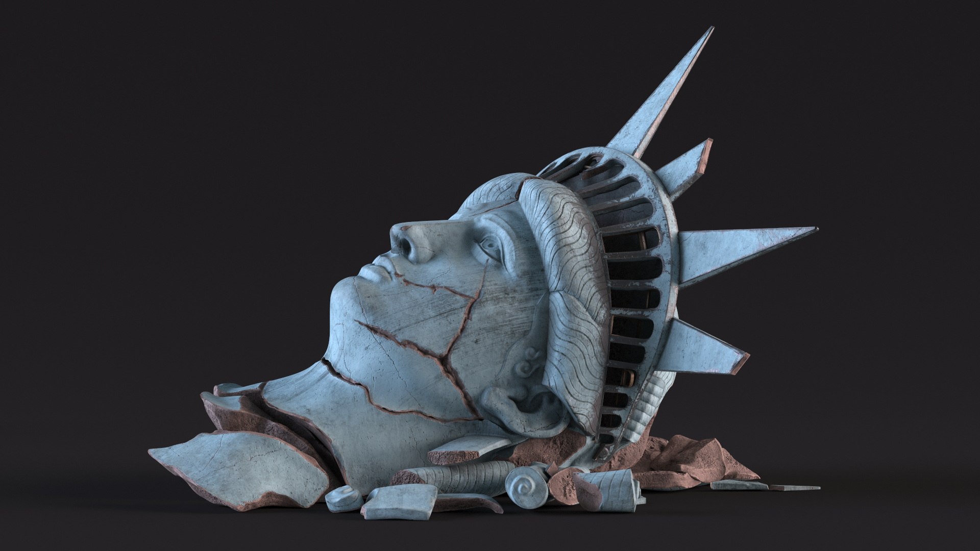 3D Broken Torch And Head Of Statue Of Liberty Model - TurboSquid 2291195