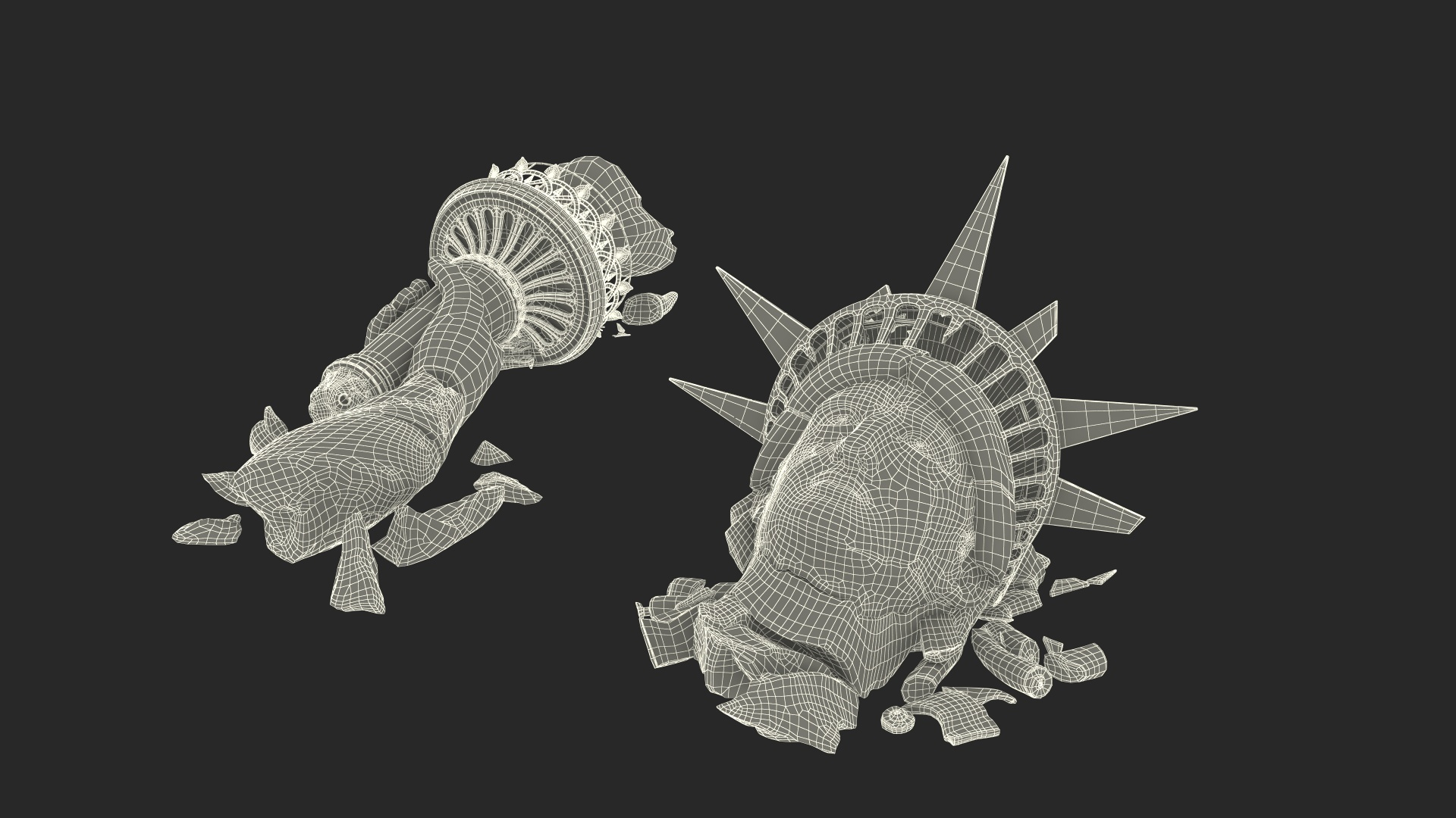 3D Broken Torch And Head Of Statue Of Liberty Model - TurboSquid 2291195