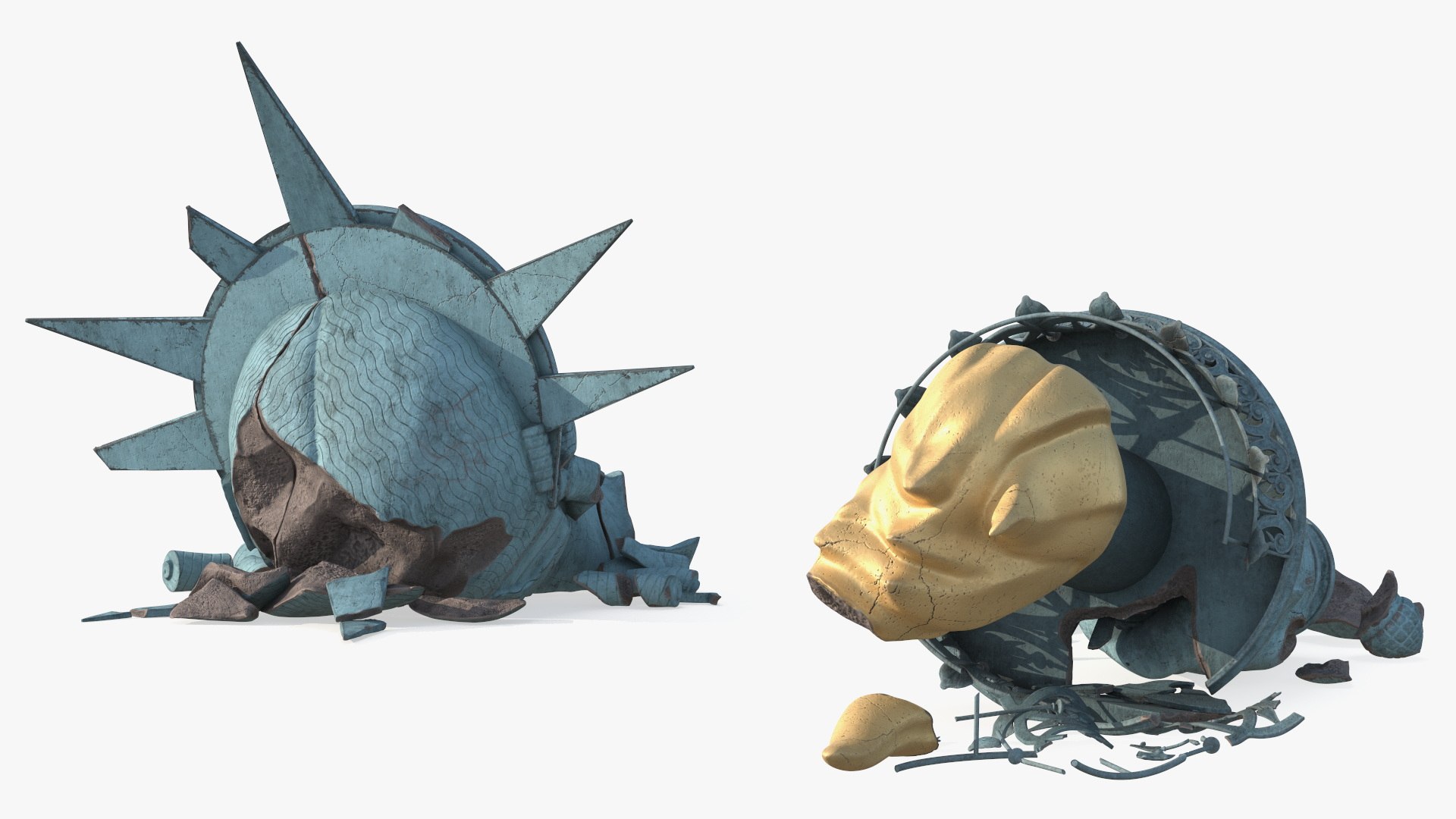 3D Broken Torch And Head Of Statue Of Liberty Model - TurboSquid 2291195
