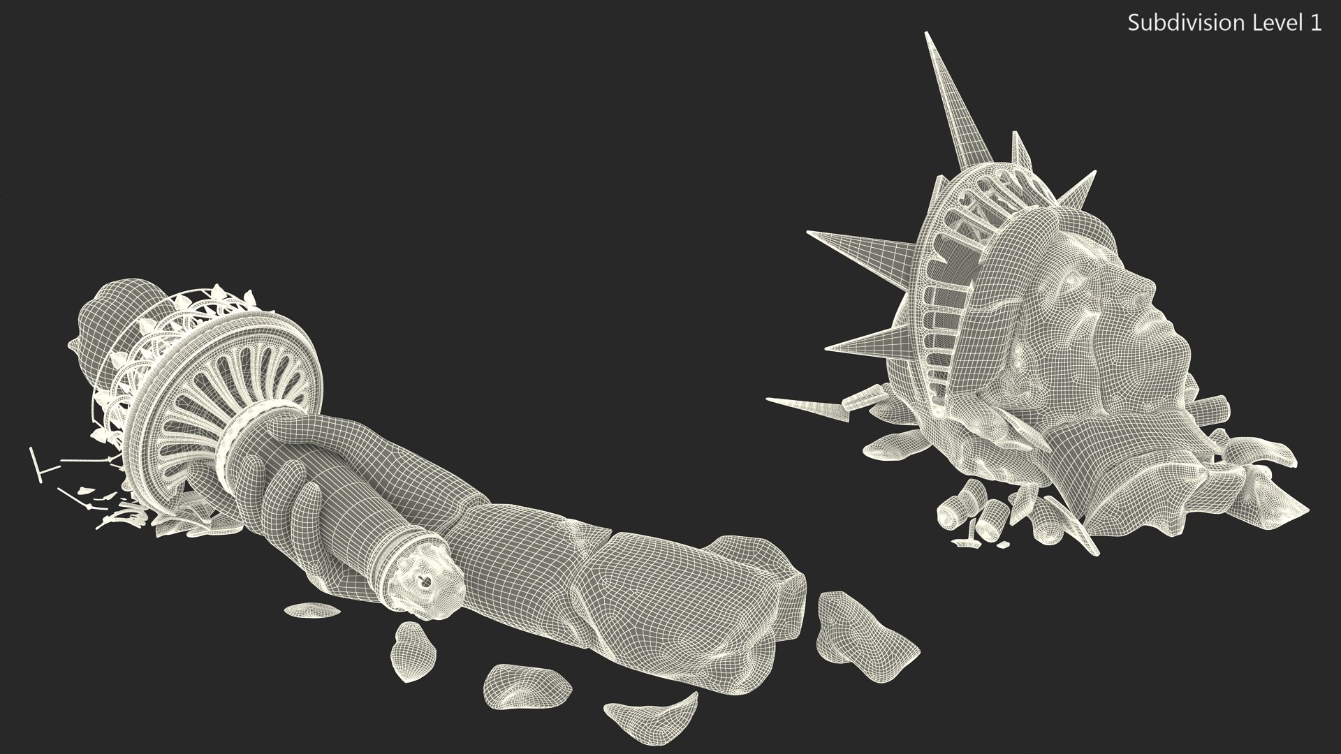 3D Broken Torch And Head Of Statue Of Liberty Model - TurboSquid 2291195