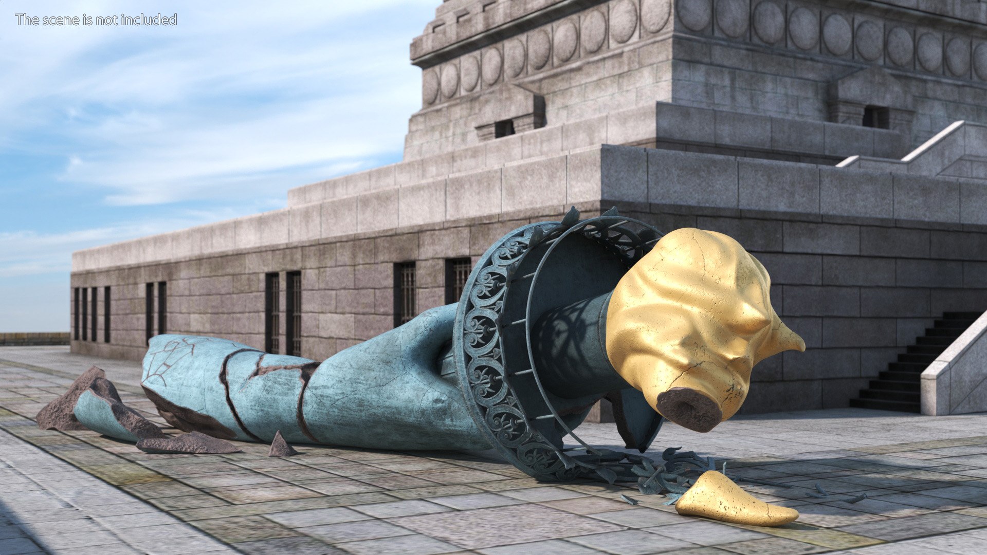 3D Broken Torch And Head Of Statue Of Liberty Model - TurboSquid 2291195