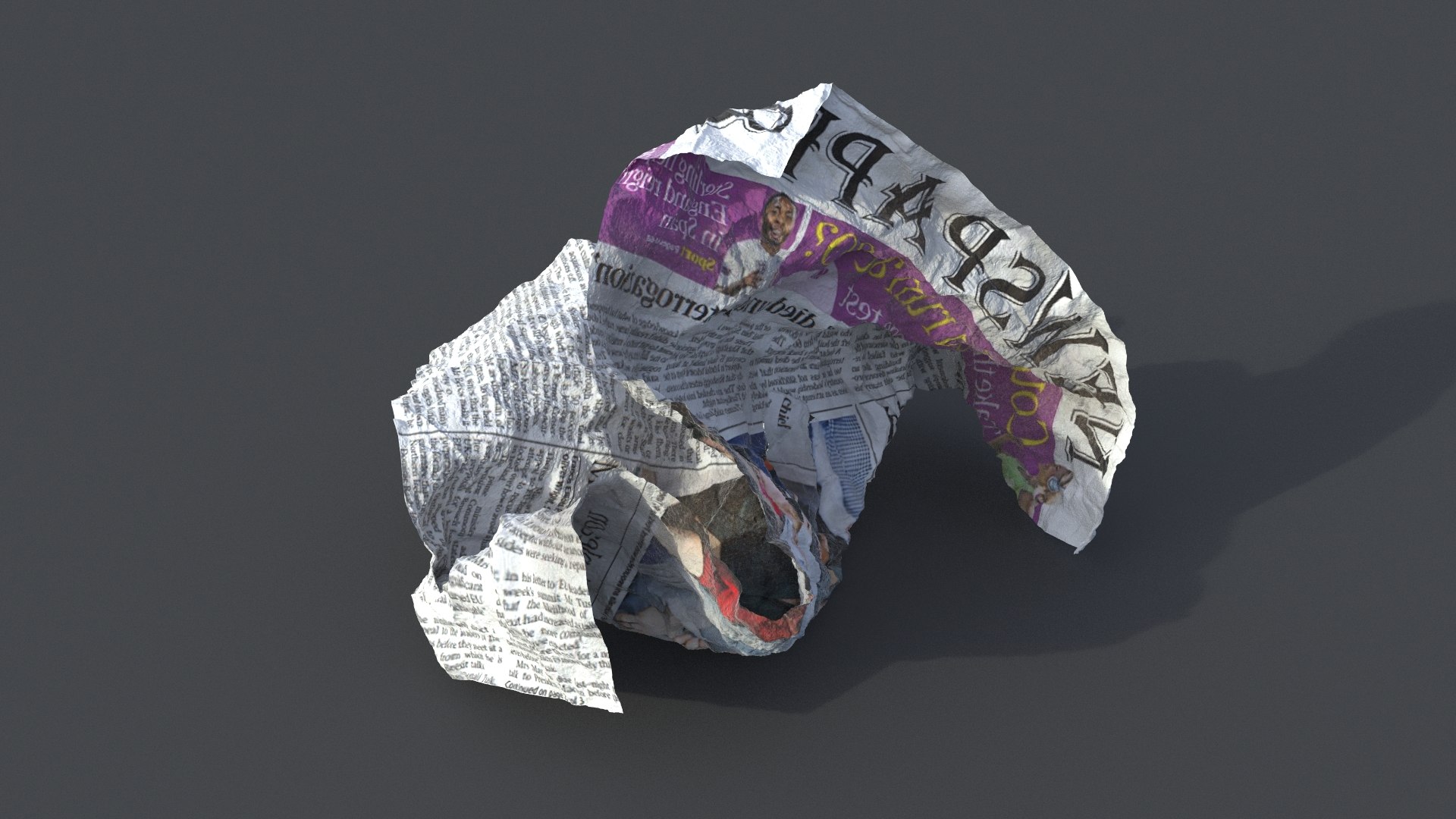 3D Crumpled Paper Newspaper Model - TurboSquid 1510369
