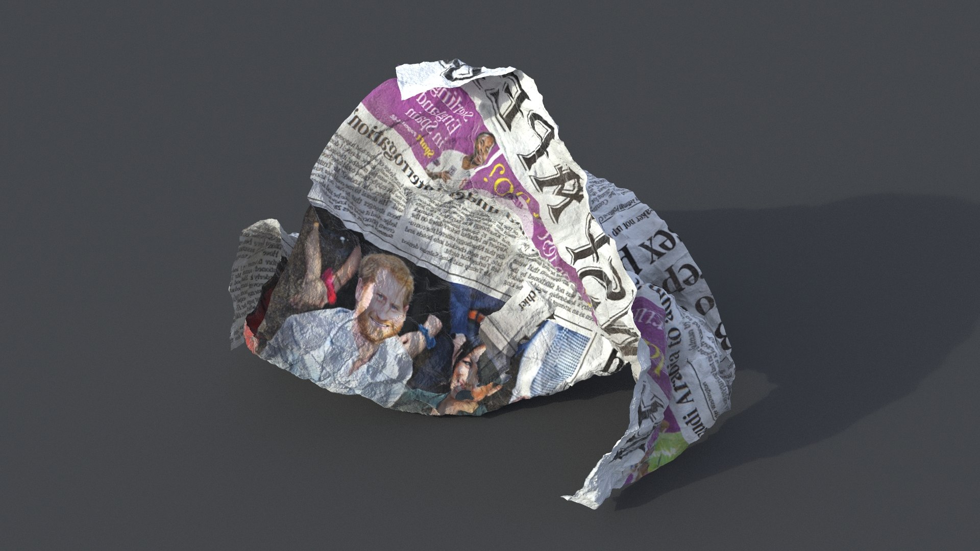 3D Crumpled Paper Newspaper Model - TurboSquid 1510369