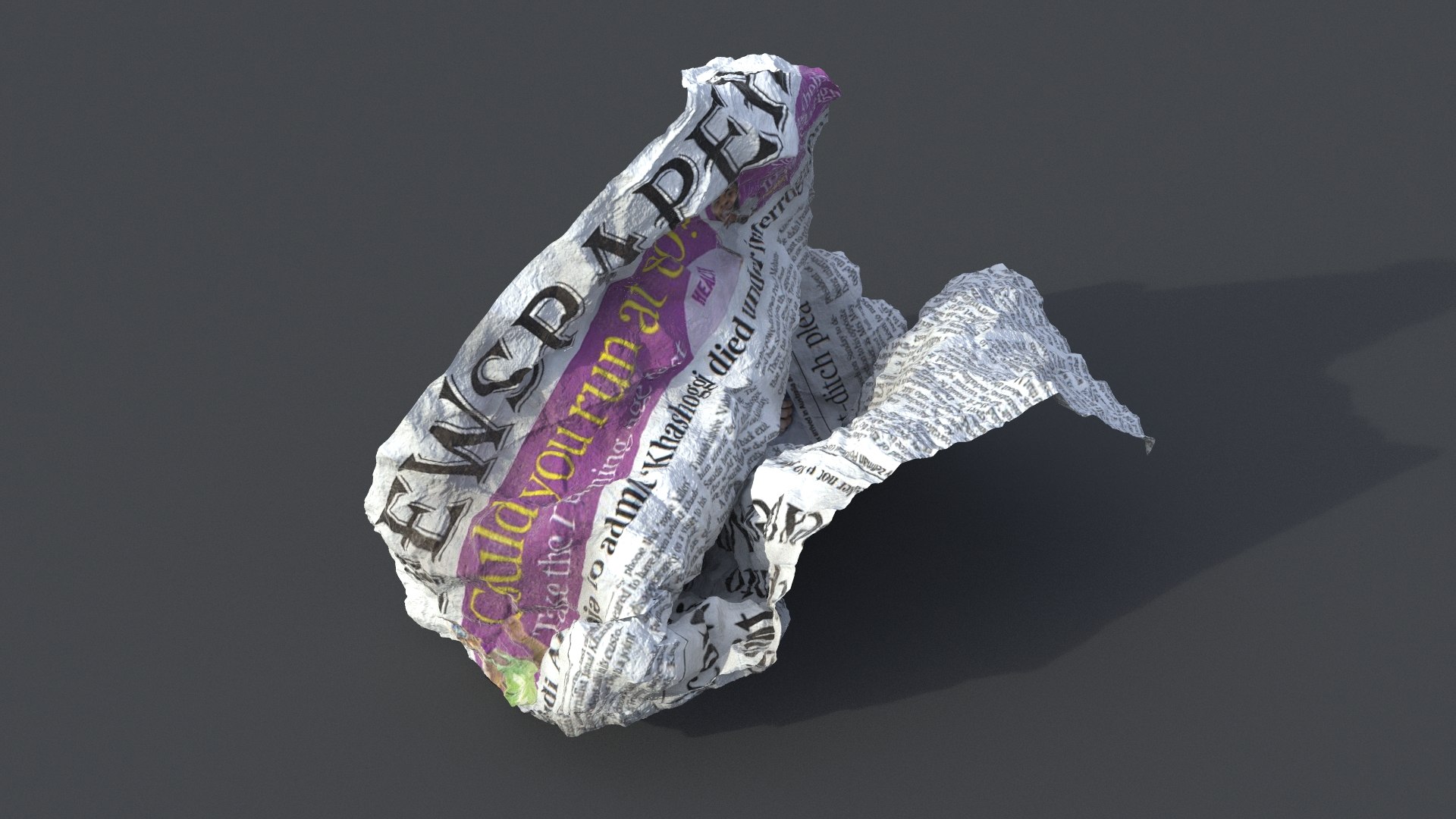 3D Crumpled Paper Newspaper Model - TurboSquid 1510369