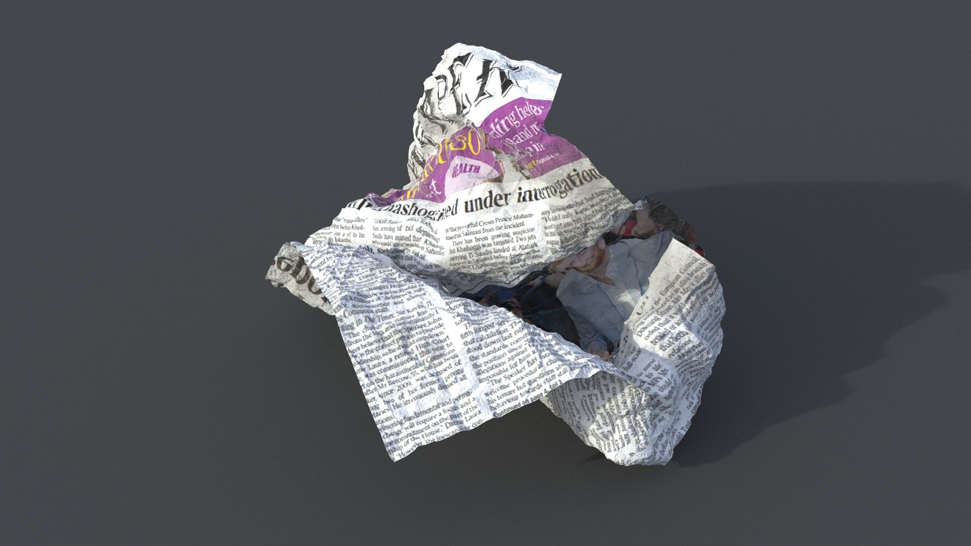 3D Crumpled Paper Newspaper Model - TurboSquid 1510369