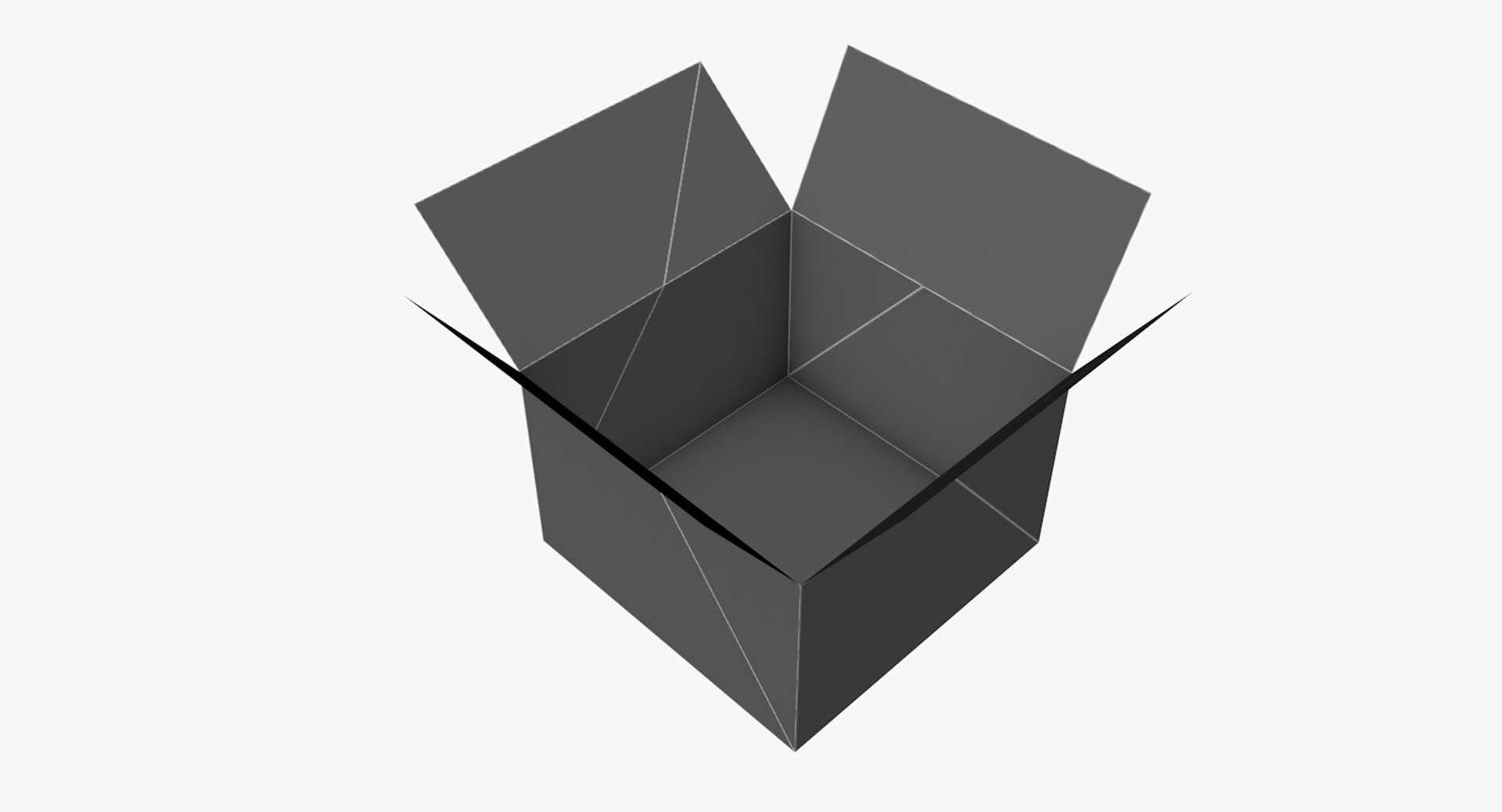 3d open cardboard box