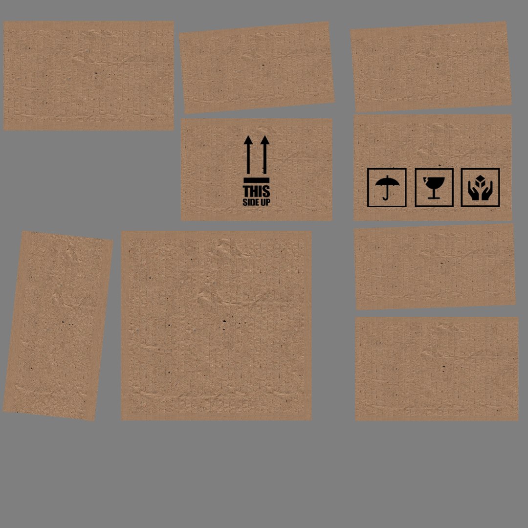 3d open cardboard box