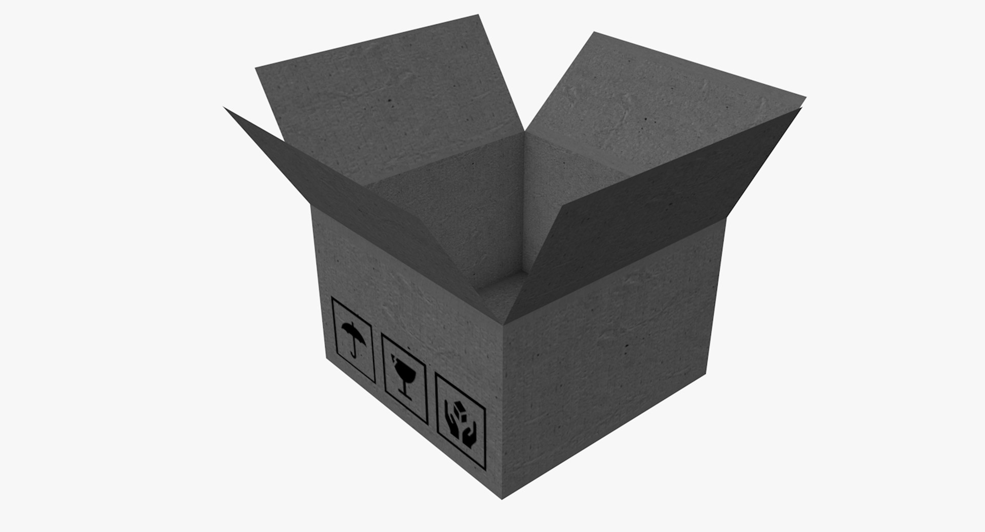 3d open cardboard box