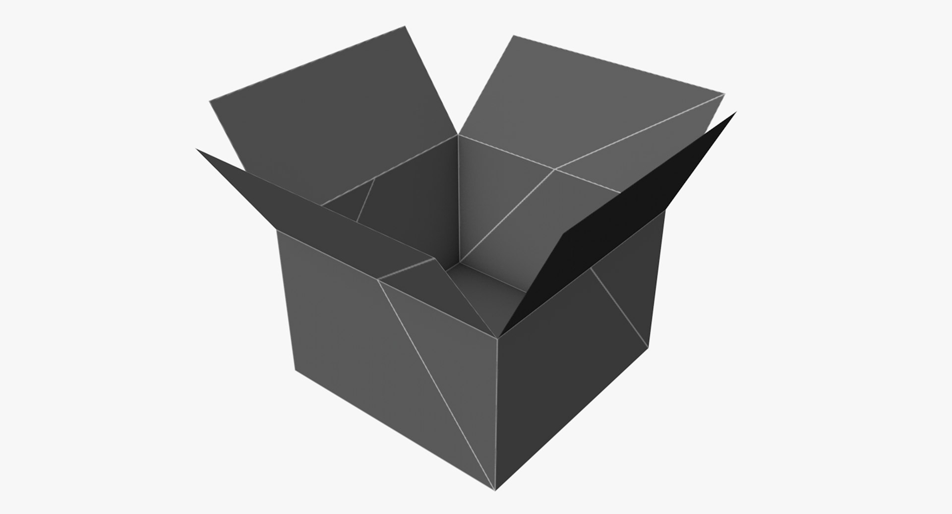 3d open cardboard box
