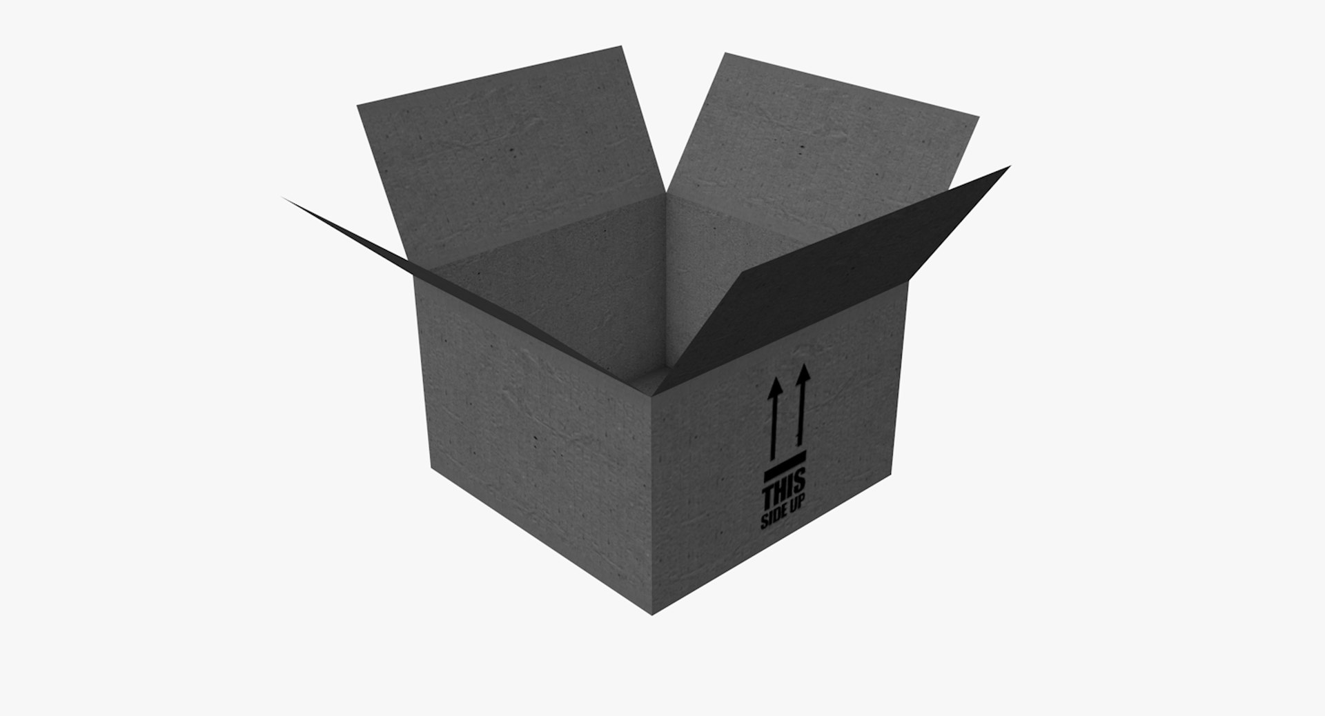 3d open cardboard box