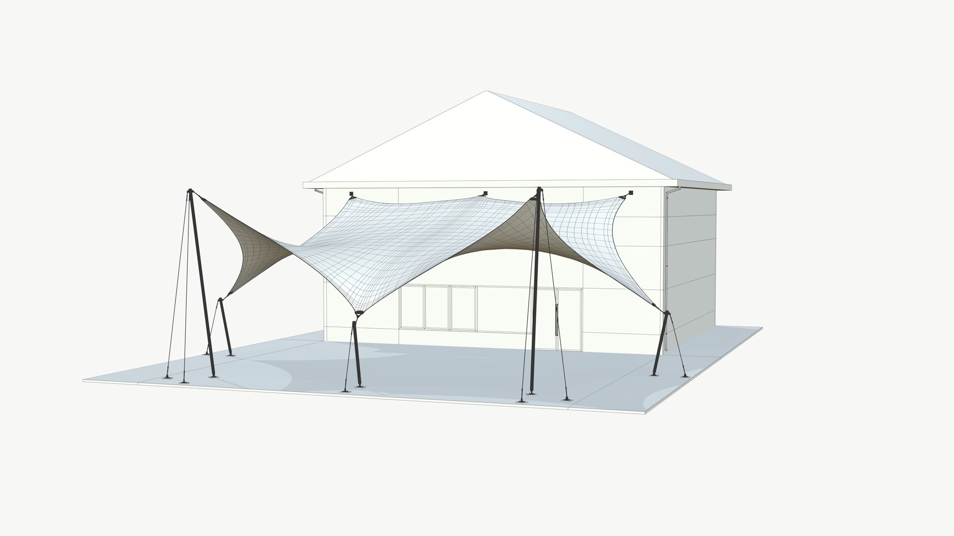 3D Tensile Structure In Building Model - TurboSquid 2121516