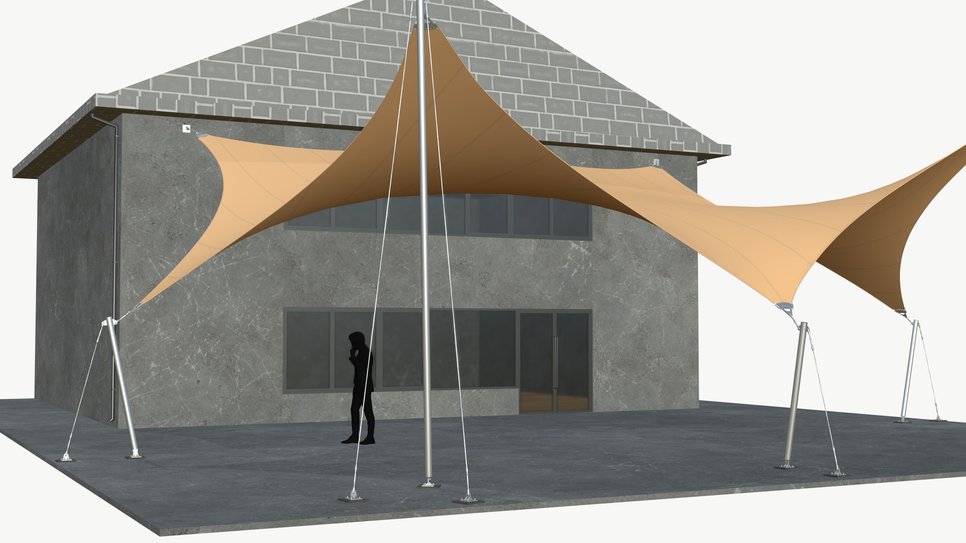 3D Tensile Structure In Building Model - TurboSquid 2121516