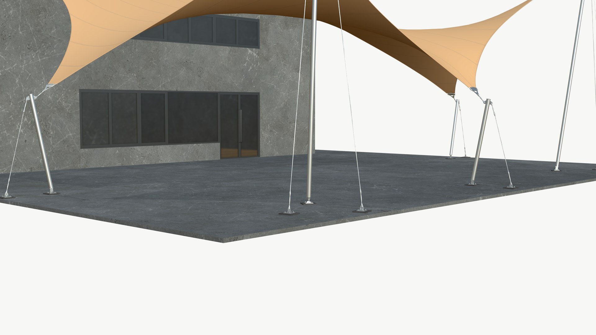 3D Tensile Structure In Building Model - TurboSquid 2121516