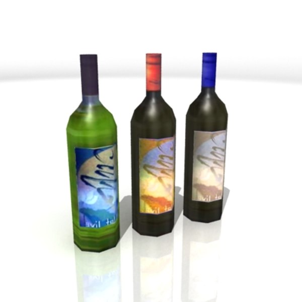 3d wine bottles model
