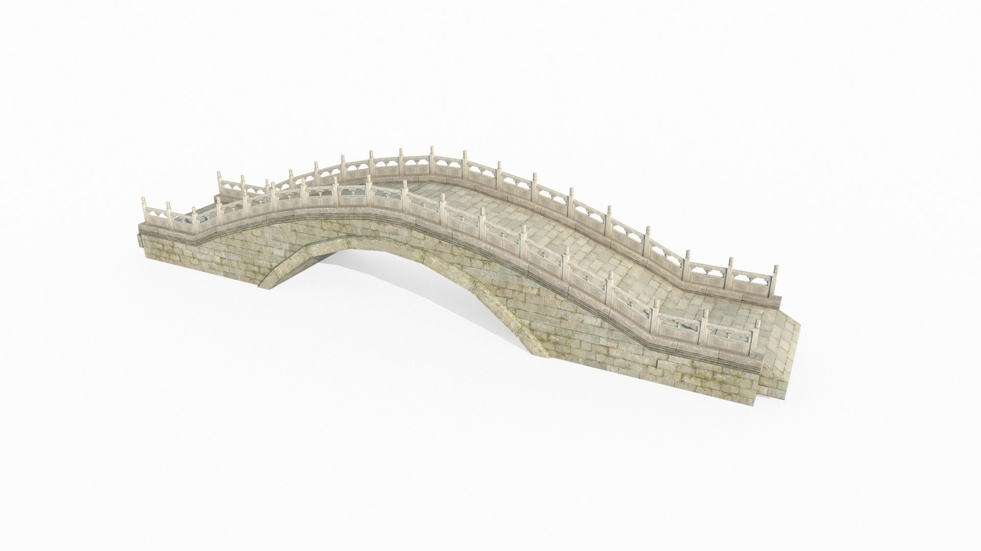 3D Ancient Asian Architecture And Stone Bridge - TurboSquid 2102816