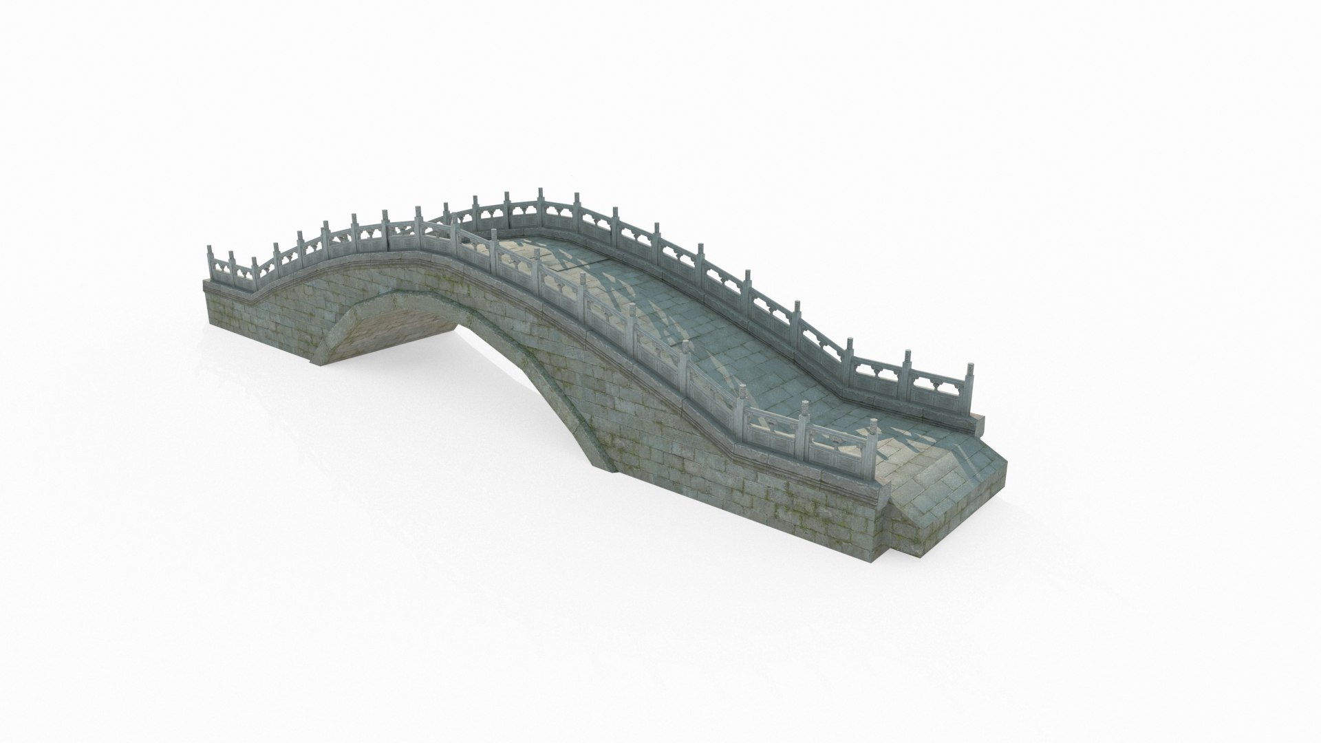 3D Ancient Asian Architecture And Stone Bridge - TurboSquid 2102816