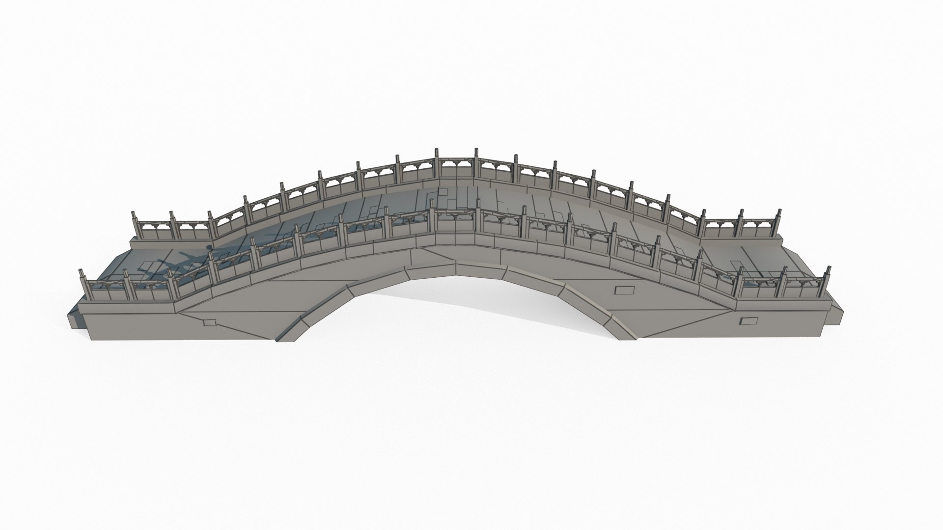 3D Ancient Asian Architecture And Stone Bridge - TurboSquid 2102816