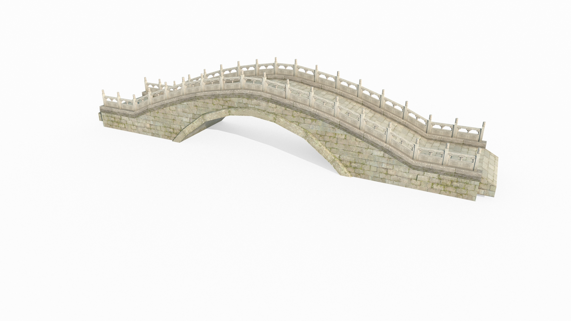 3D Ancient Asian Architecture And Stone Bridge - TurboSquid 2102816