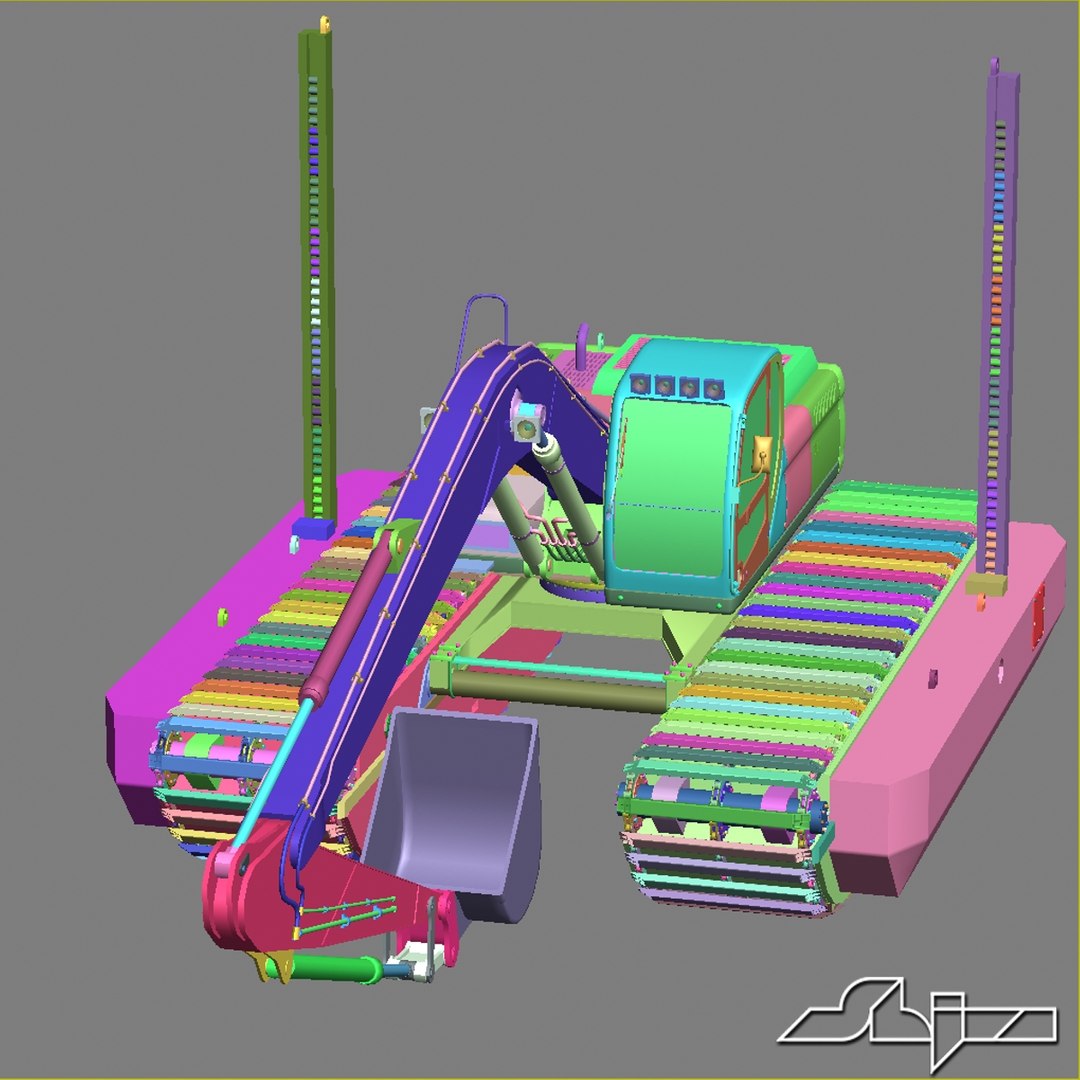 3d waterking excavator pattons model