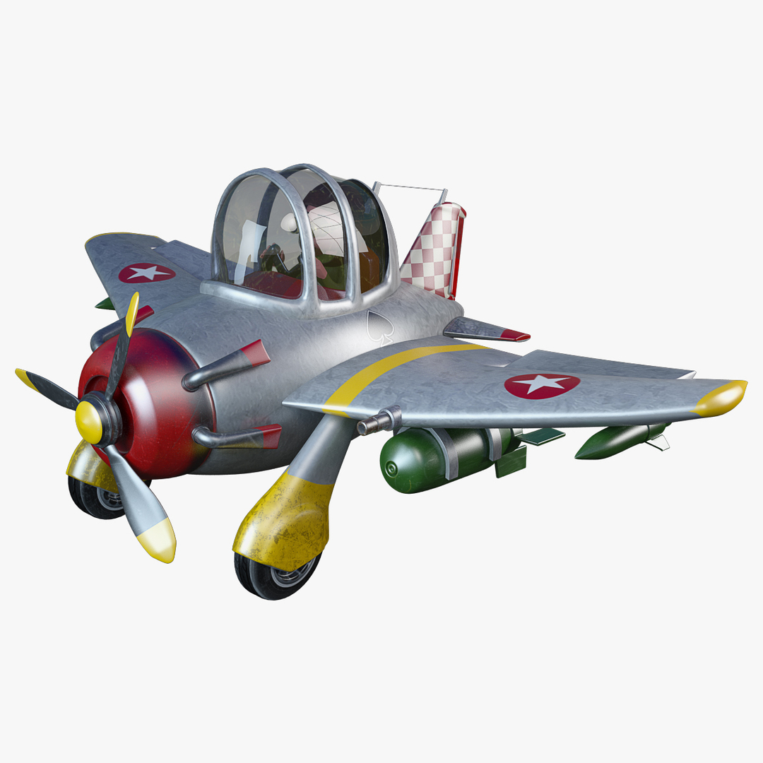 3d model of cartoon fighter plane