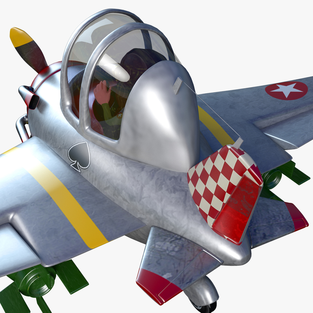 3d model of cartoon fighter plane
