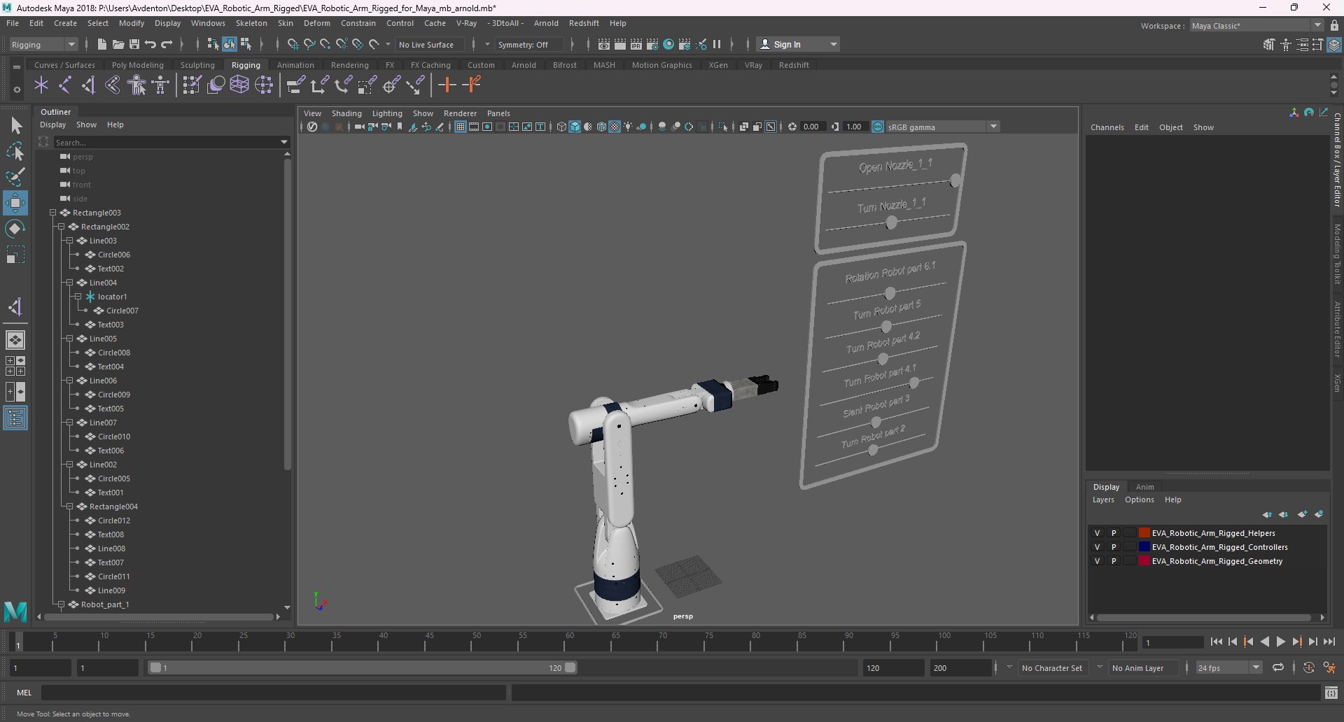 EVA Robotic Arm Rigged For Maya 3D - TurboSquid 2370148
