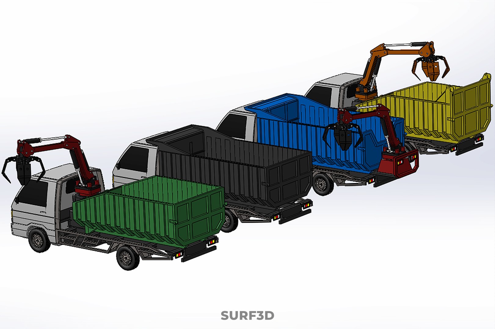 3D Model TRUCK PICK UP DUMP HYDRAULIC CRANE LOADER GRABBER GRAPPLE CLAW ...