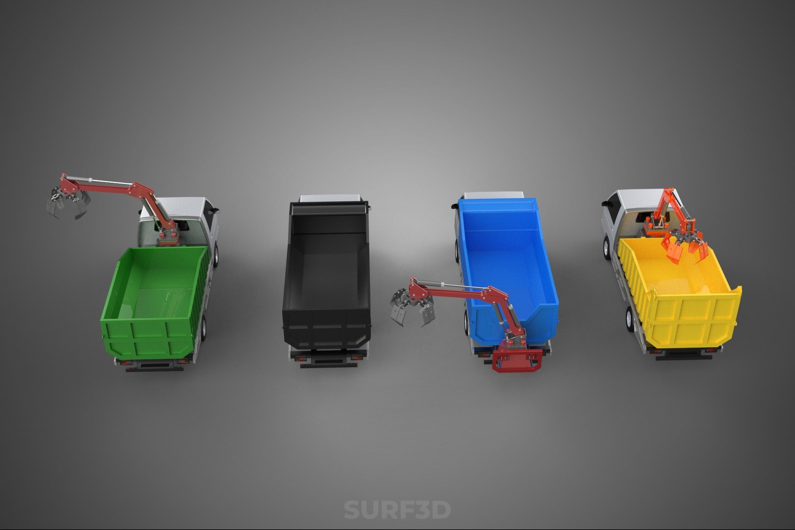 3D Model TRUCK PICK UP DUMP HYDRAULIC CRANE LOADER GRABBER GRAPPLE CLAW ...