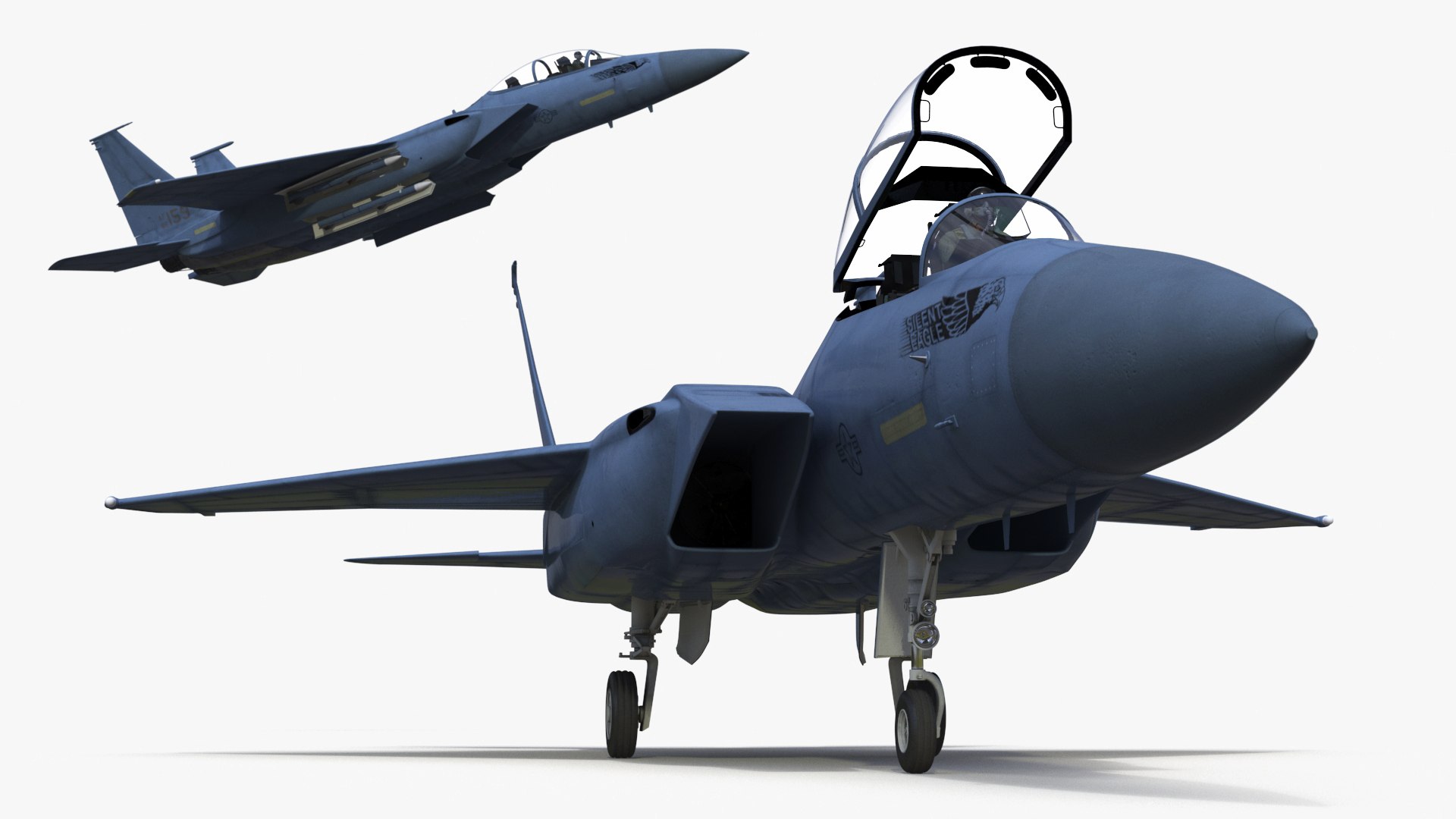 F-15SE Silent Eagle Fighter With Pilot In Flight Battle Position Model - TurboSquid 2321614