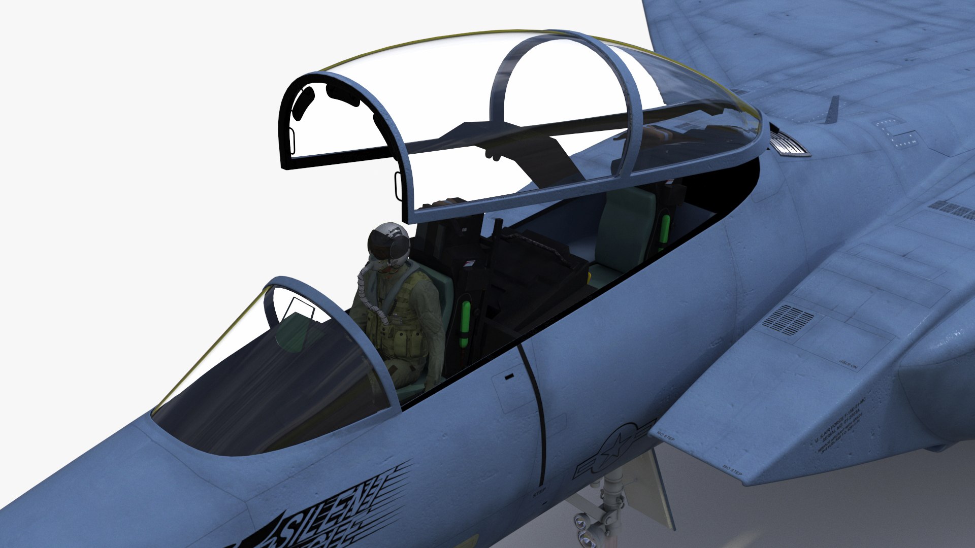 F-15SE Silent Eagle Fighter With Pilot In Flight Battle Position Model - TurboSquid 2321614