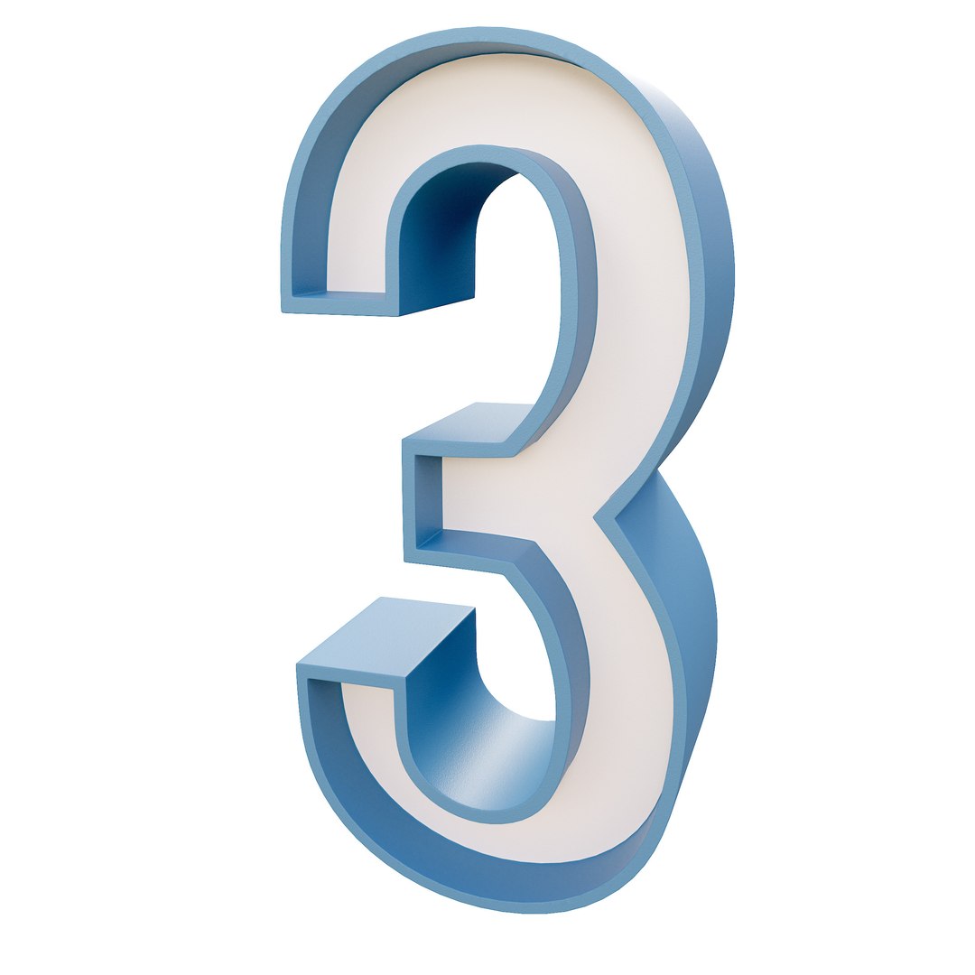 Marquee Number Three Light Bulb Glow Sign 3dmodel 3D Model - TurboSquid ...