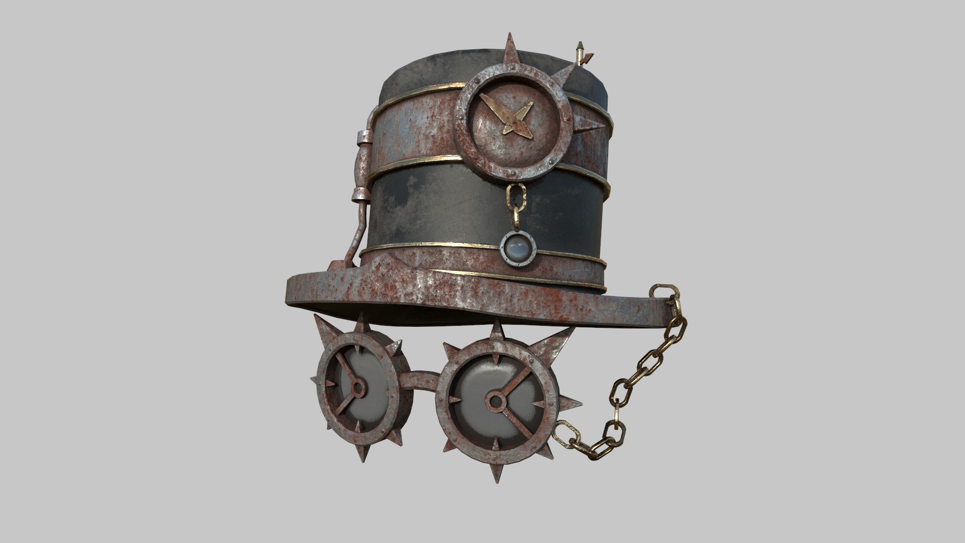 3D Steampunk Hat 04 Destroyed Rust - SciFi Character Design ...