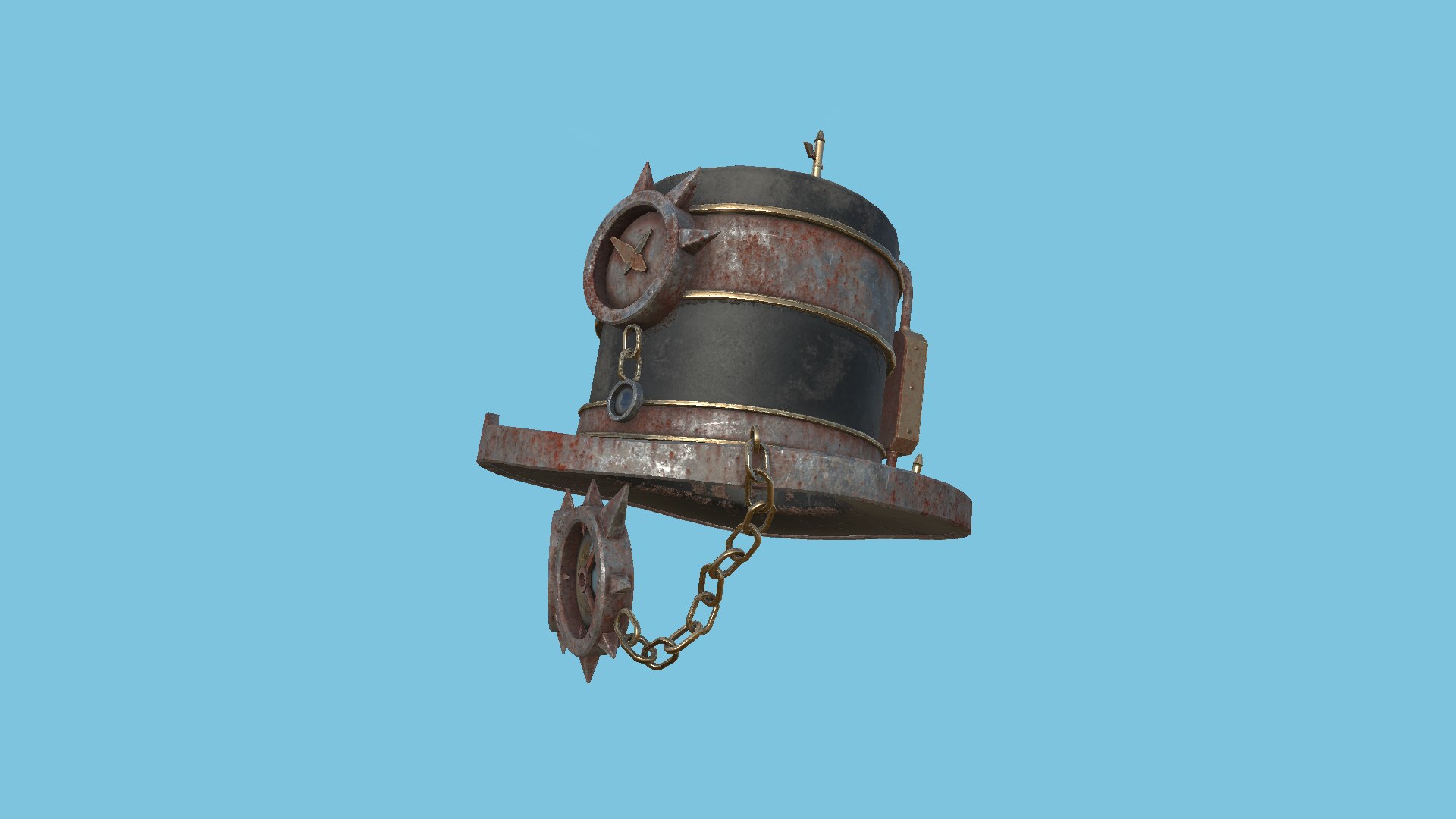 3D Steampunk Hat 04 Destroyed Rust - SciFi Character Design ...