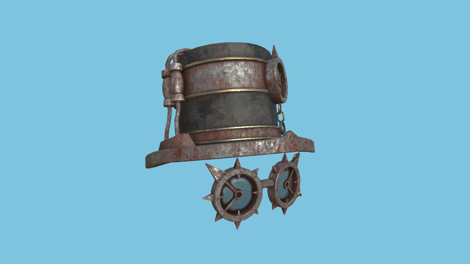 3D Steampunk Hat 04 Destroyed Rust - SciFi Character Design ...